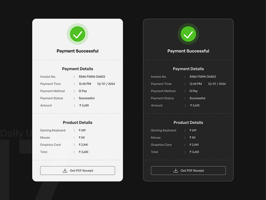 Purchase Receipt (Daily UI 17) by Sanjib on Dribbble