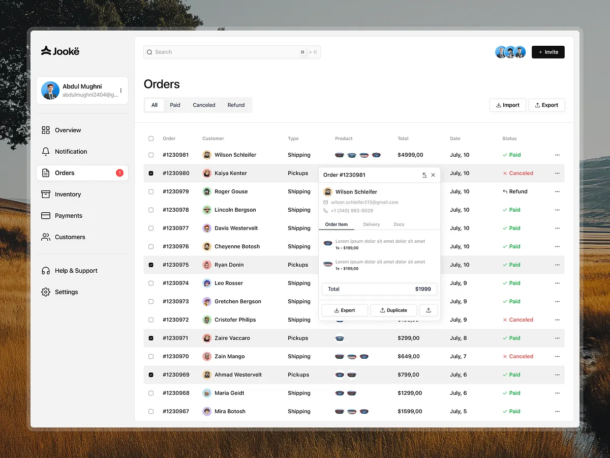 Mindweave - SaaS Dashboard (order page) by Zhofran Ardyan for Hatypo Studio on Dribbble