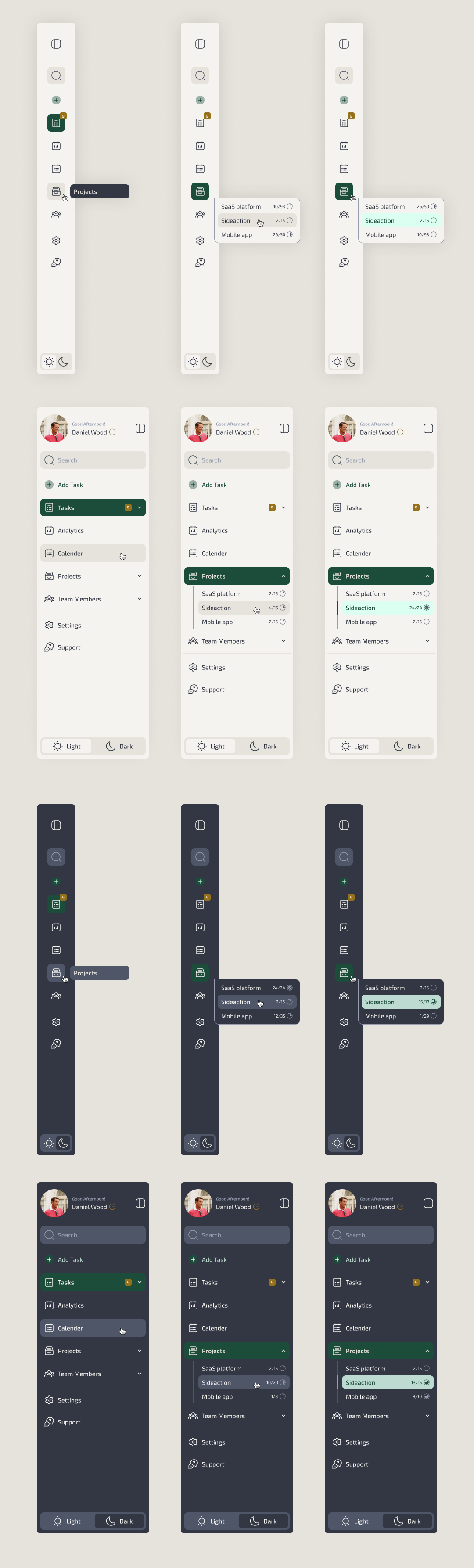 Sideaction- Free Sidebar Navigation on Figma🚀 Light & Dark Mood by ...