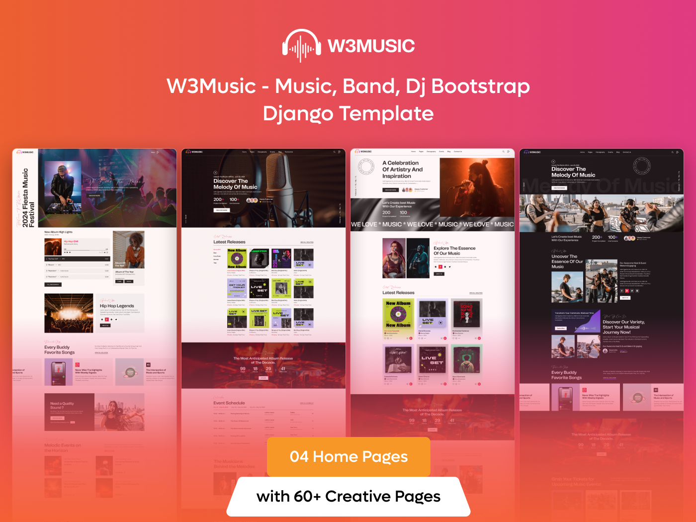W3Music - Music, Band, Dj Bootstrap Django Template by Rahul Dev Sharma ...