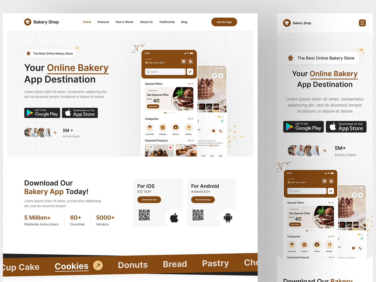 Bakery Shop App Landing Page UIUX Design | Figma | Web UI by KG UI ...