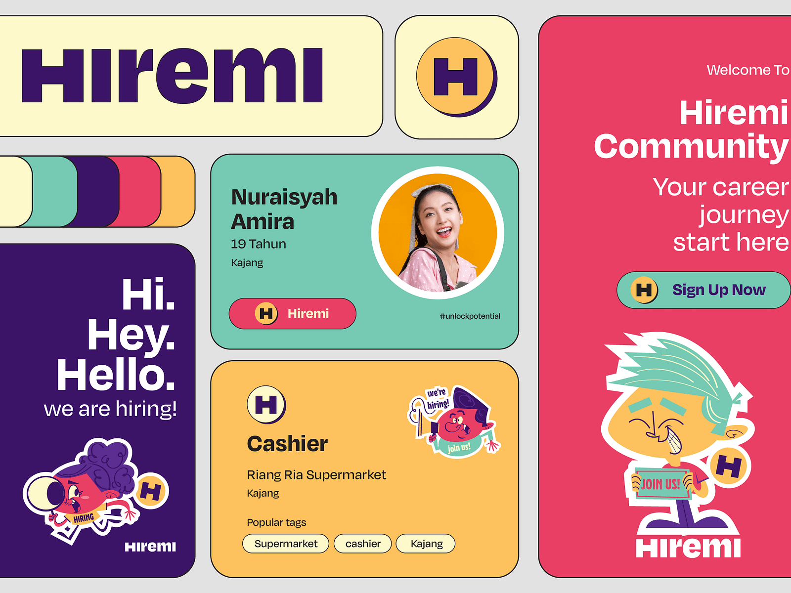 Hiremi App Look & Feel - Bento Presentation by zulaikha salim on Dribbble