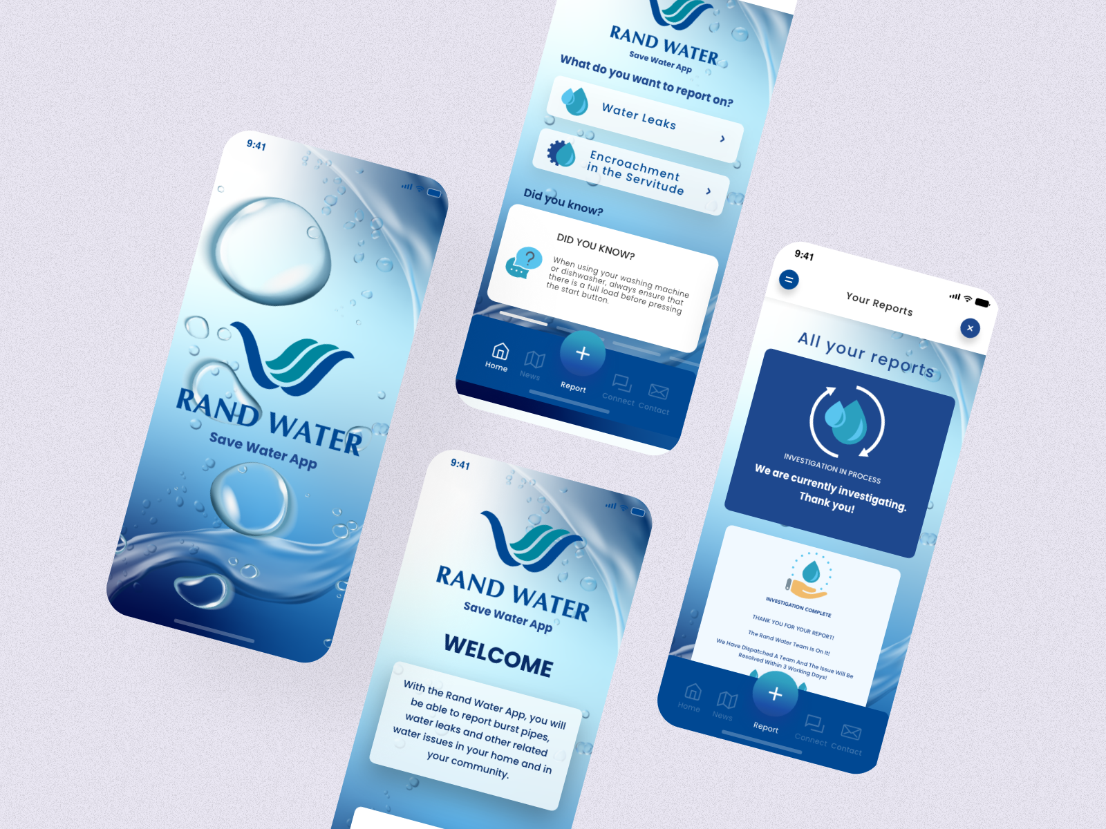 Rand Water app by Anneke Weber on Dribbble