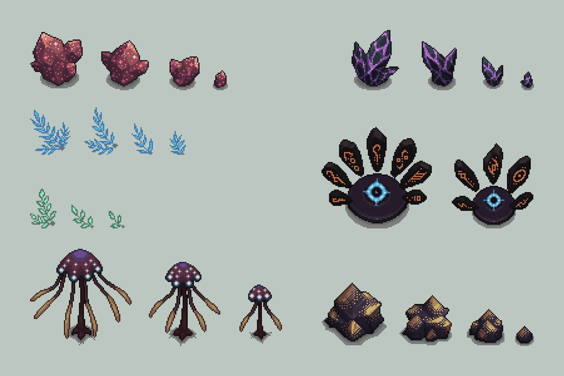 Glowing Cave Top-Down Tileset 2D Pixel Art by 2D Game Assets on Dribbble