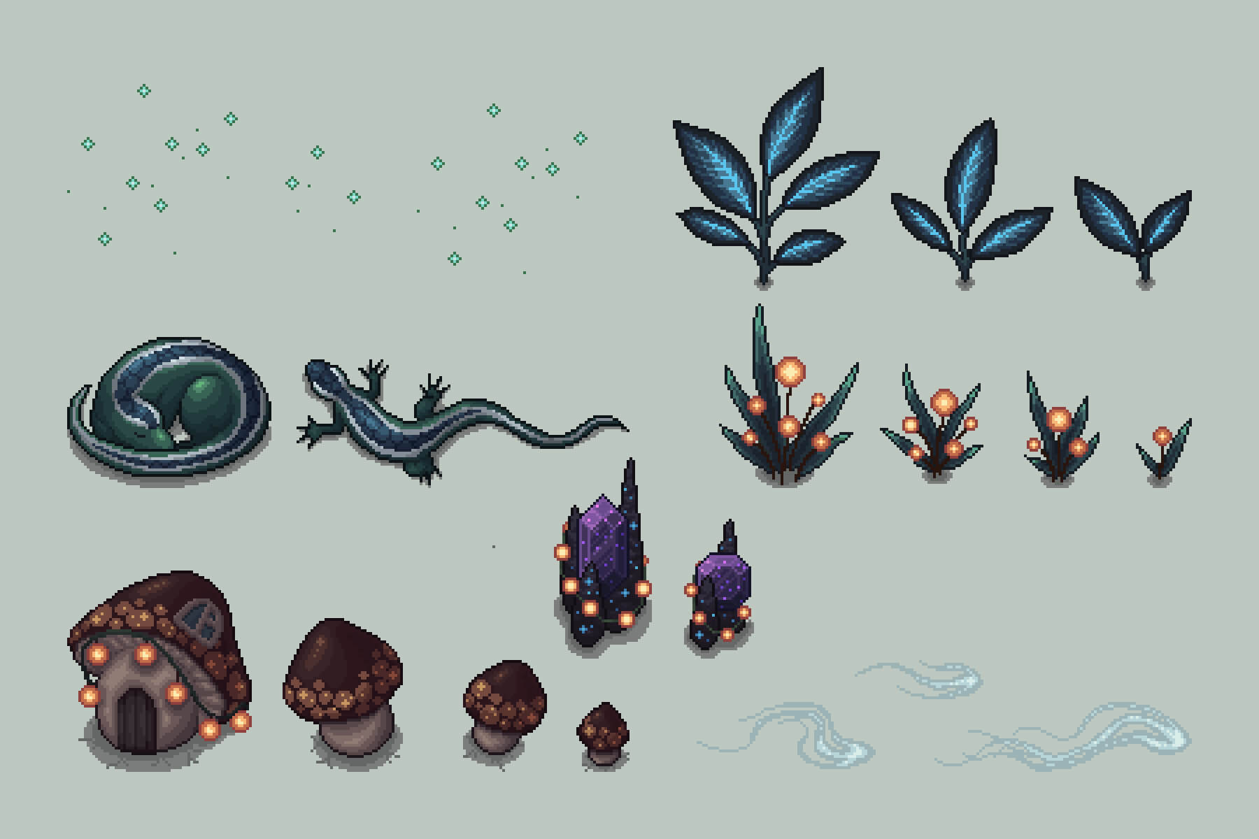 Glowing Cave Top-Down Tileset 2D Pixel Art by 2D Game Assets on Dribbble