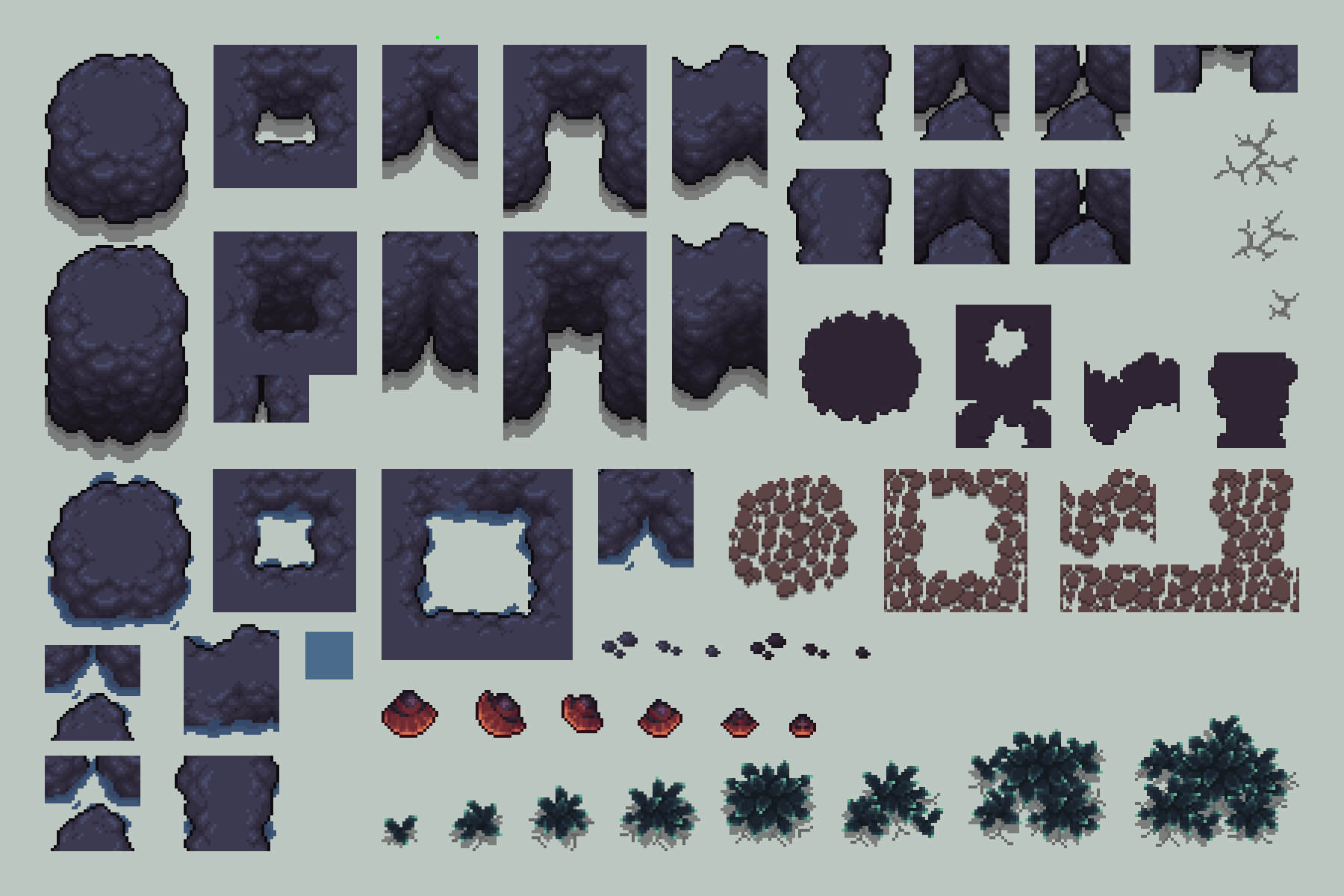 Glowing Cave Top-Down Tileset 2D Pixel Art by 2D Game Assets on Dribbble