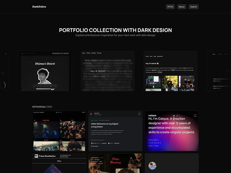 Darkfolios New Home Page by Cristhofer Andana Alcaino on Dribbble