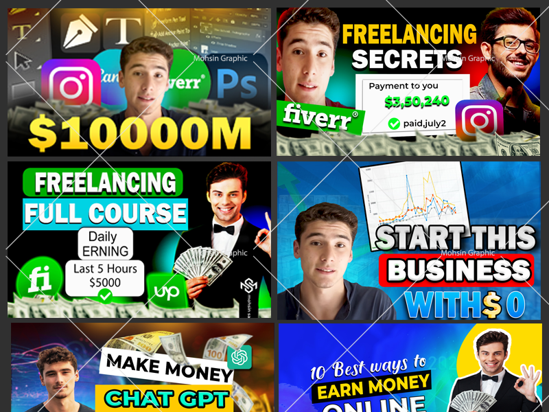 Make Online Earning Youtube Thumbnails by Mohsin Graphic33 on Dribbble