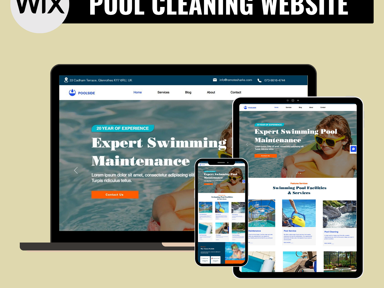 WIX Pool Cleaning Website Design, Pool Repair Website Template by ...