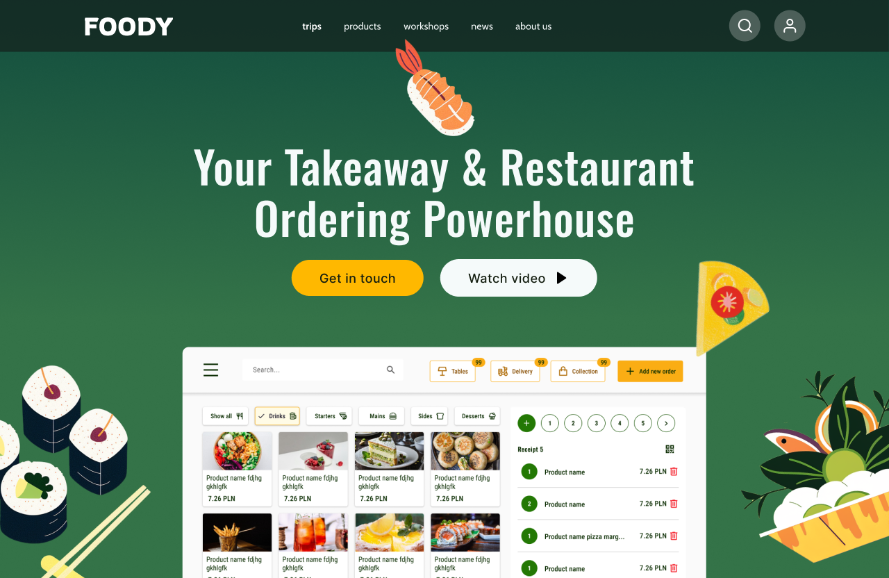 Food POS app landing page by Anastasia Nicholls on Dribbble