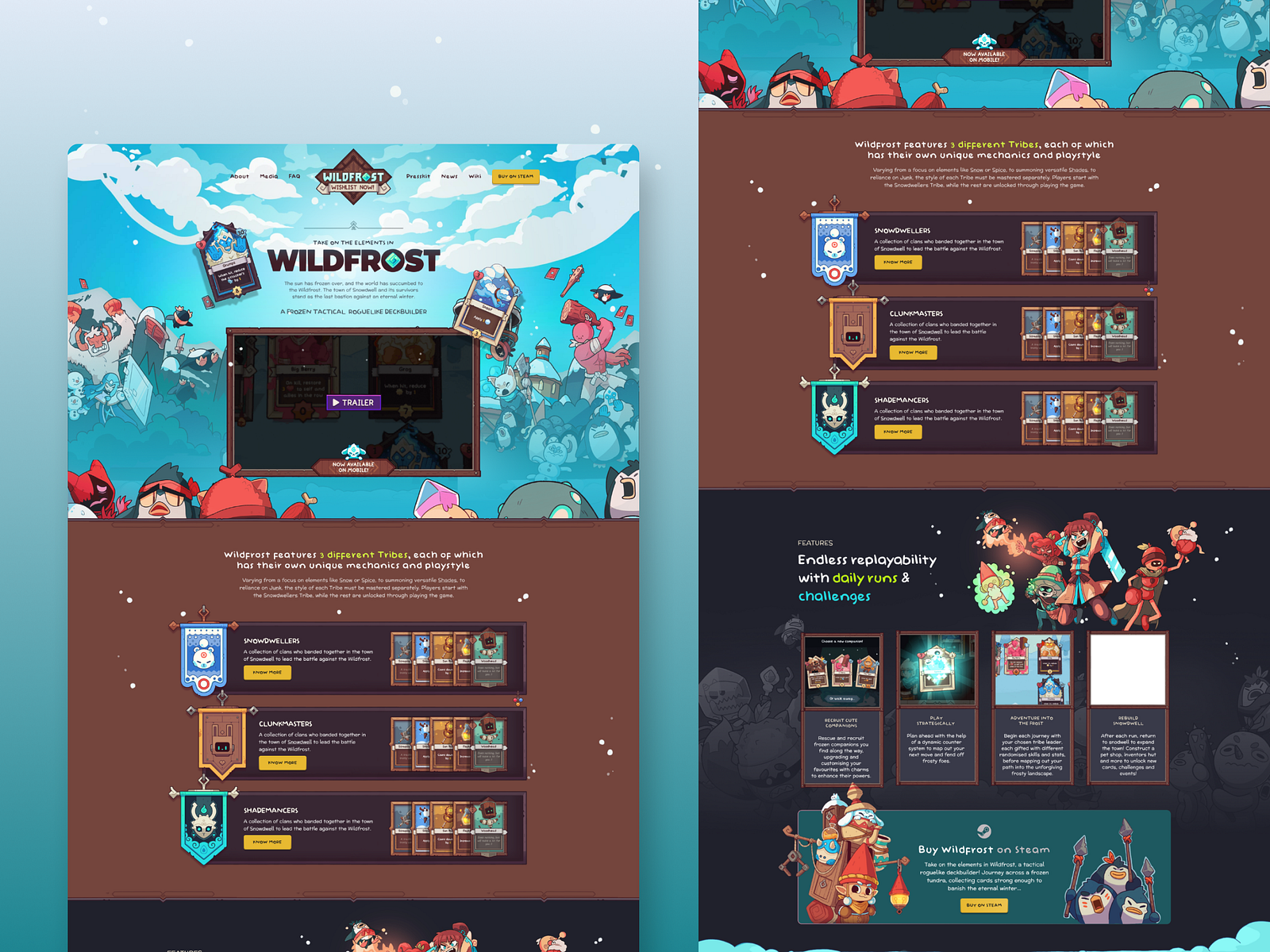 Unofficial WildFrost Game Website by Guilherme de Lima on Dribbble