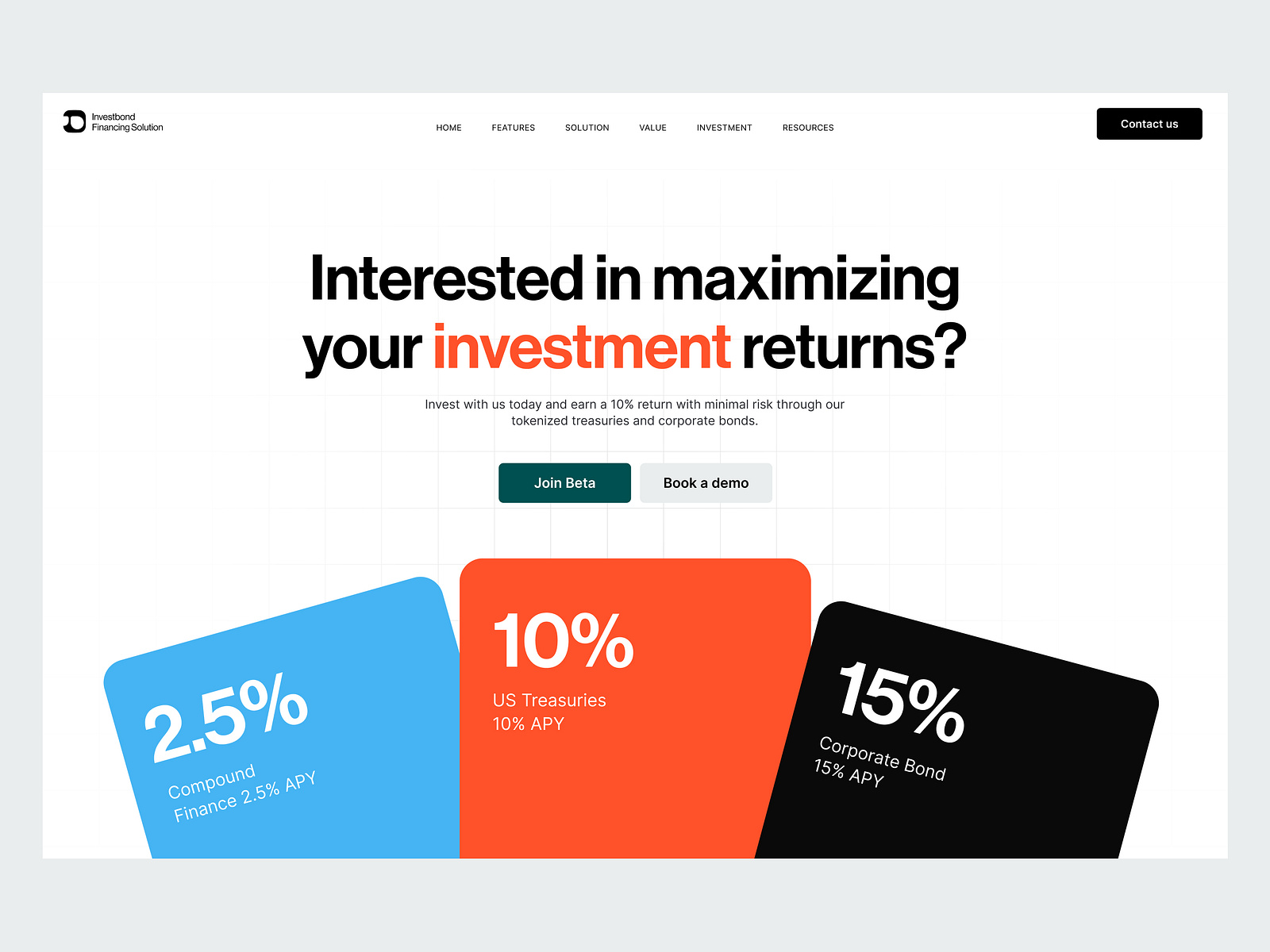 Investbond Landing page design by Basit A. khan 👋 for Inspirux on Dribbble