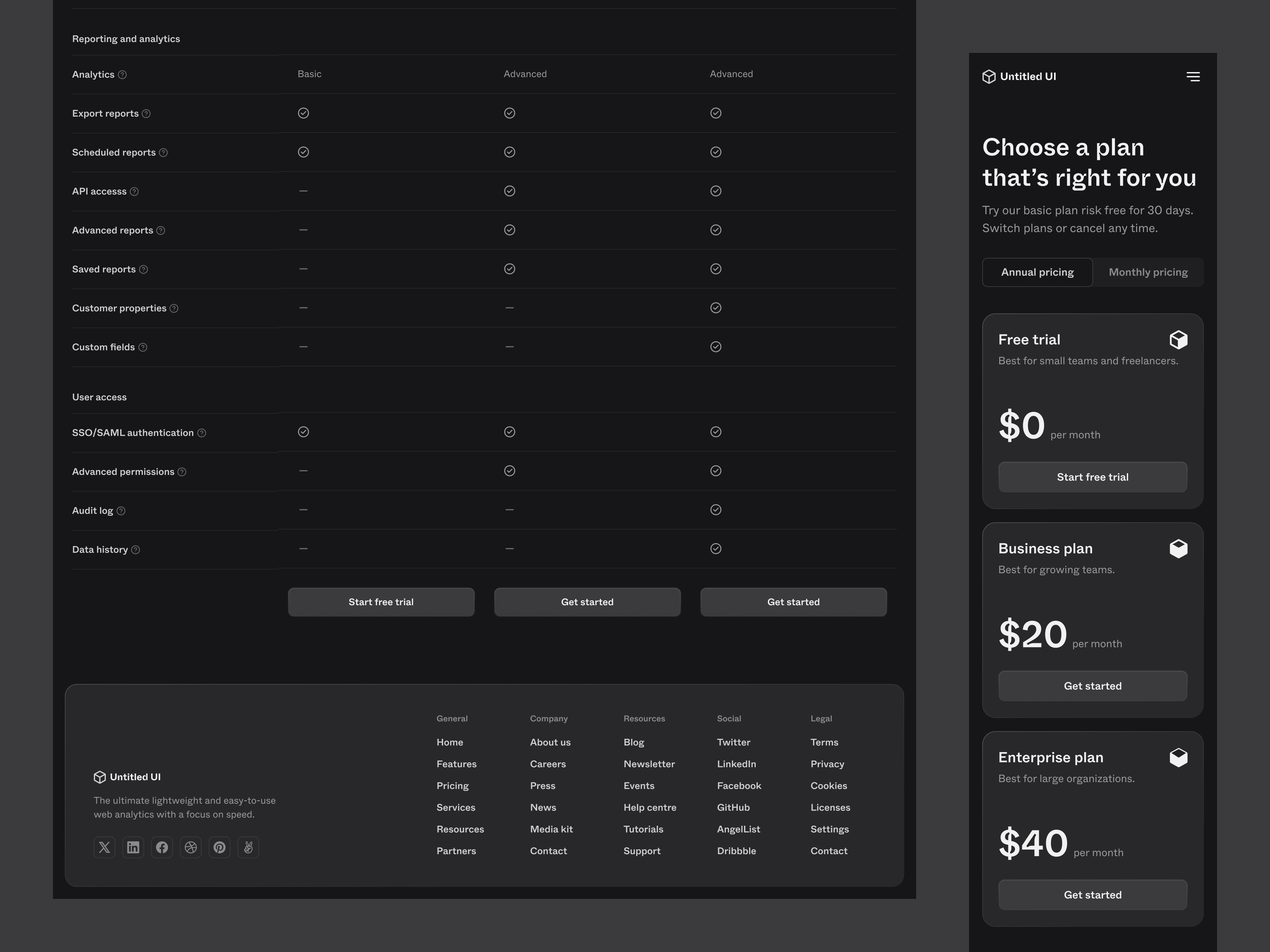 Pricing — Untitled UI by Jordan Hughes® on Dribbble