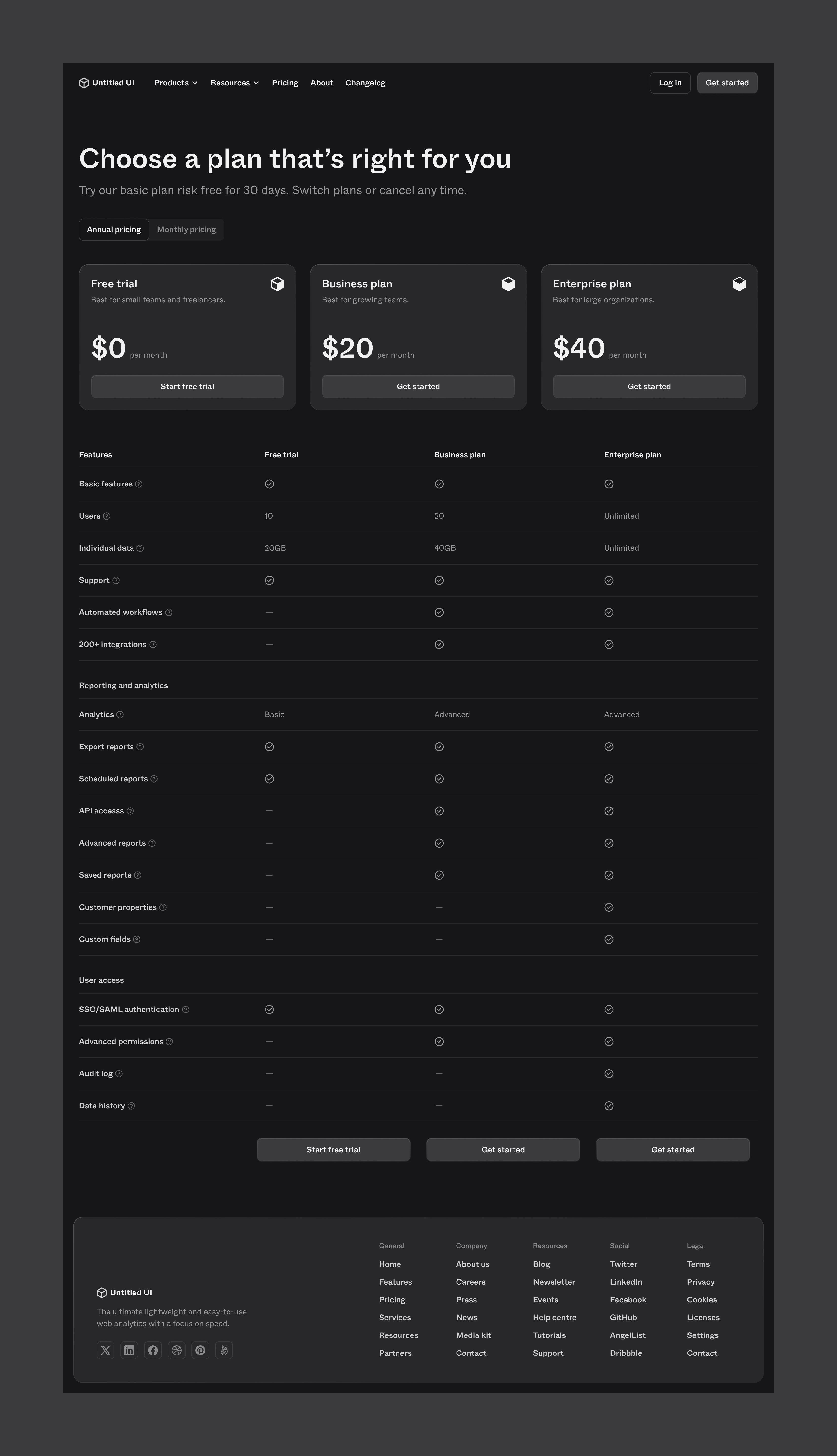 Pricing — Untitled UI by Jordan Hughes® on Dribbble