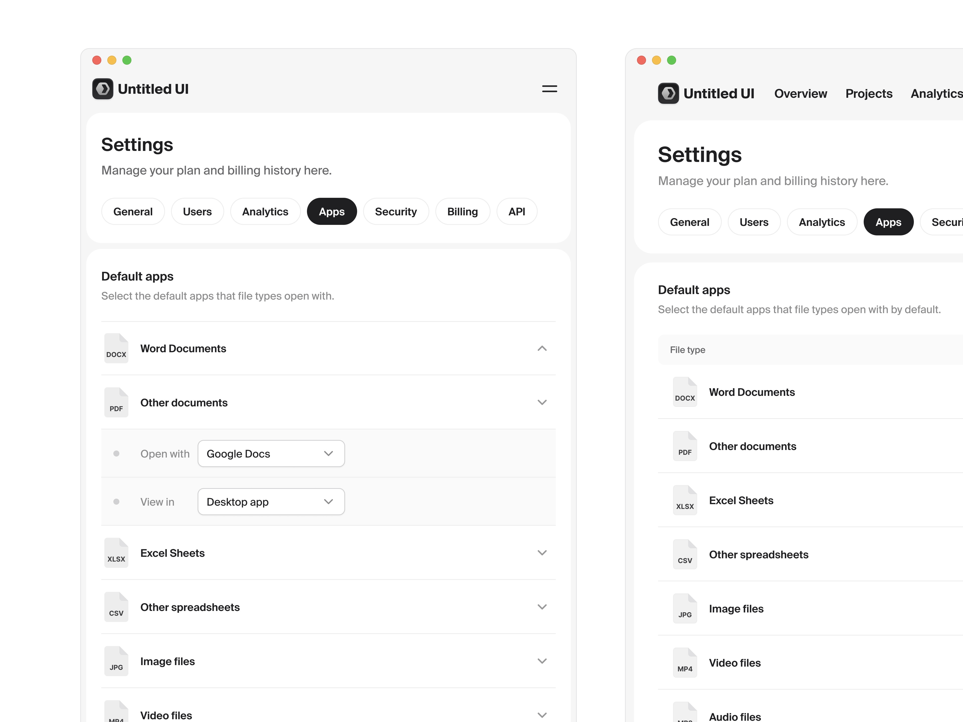 Default apps settings — Untitled UI by Jordan Hughes® on Dribbble