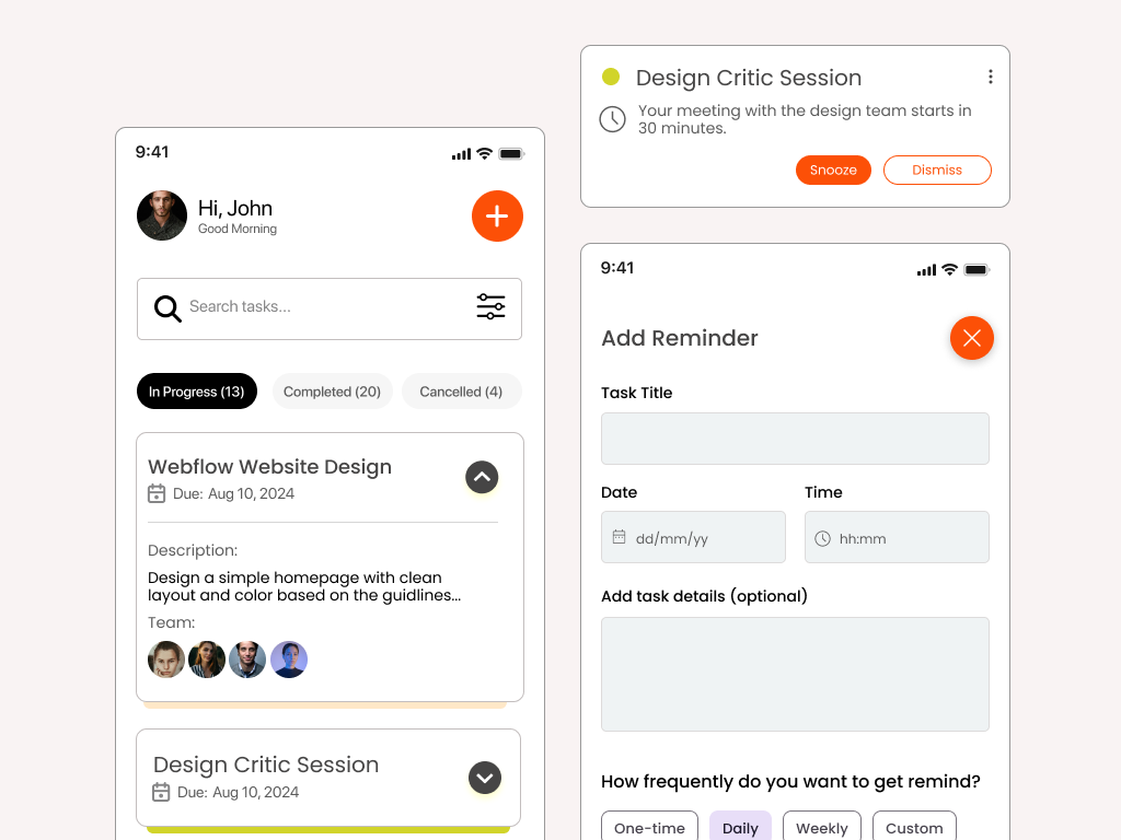 Task Reminder App UI Design by Sana Afzal on Dribbble