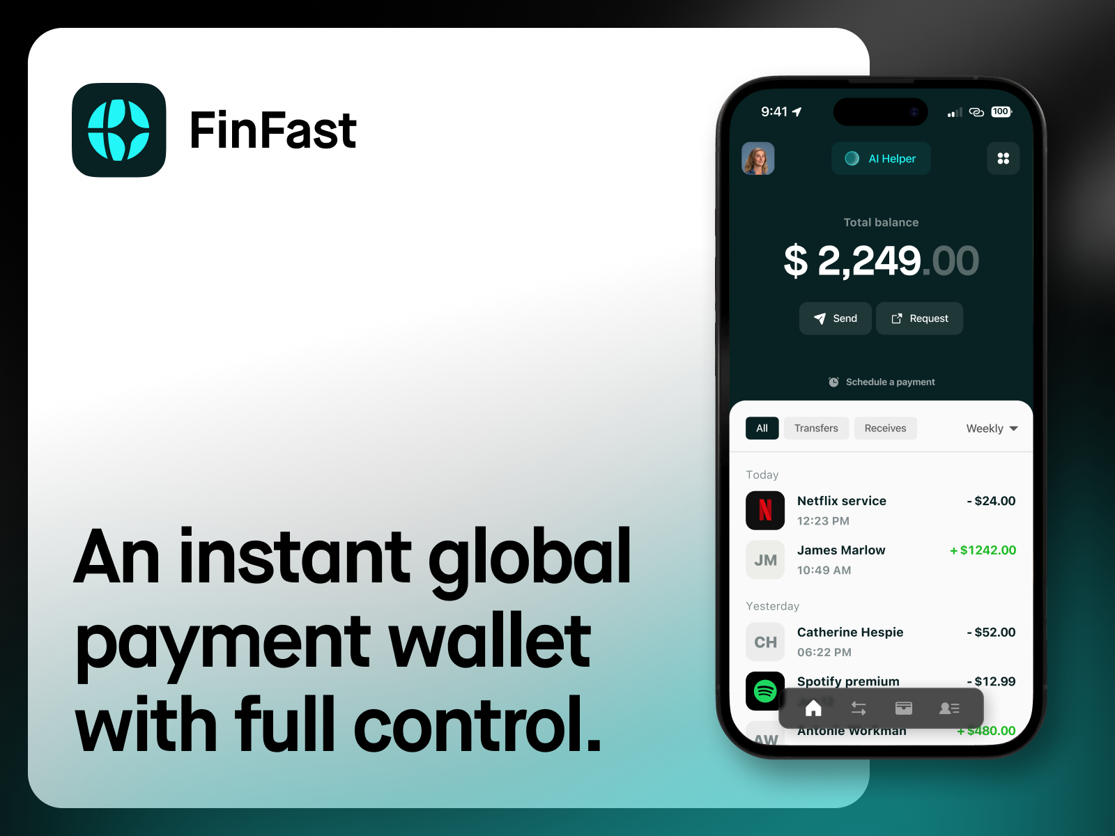 Finfast - hero section, mobile app by Viet Dang for Implse on Dribbble