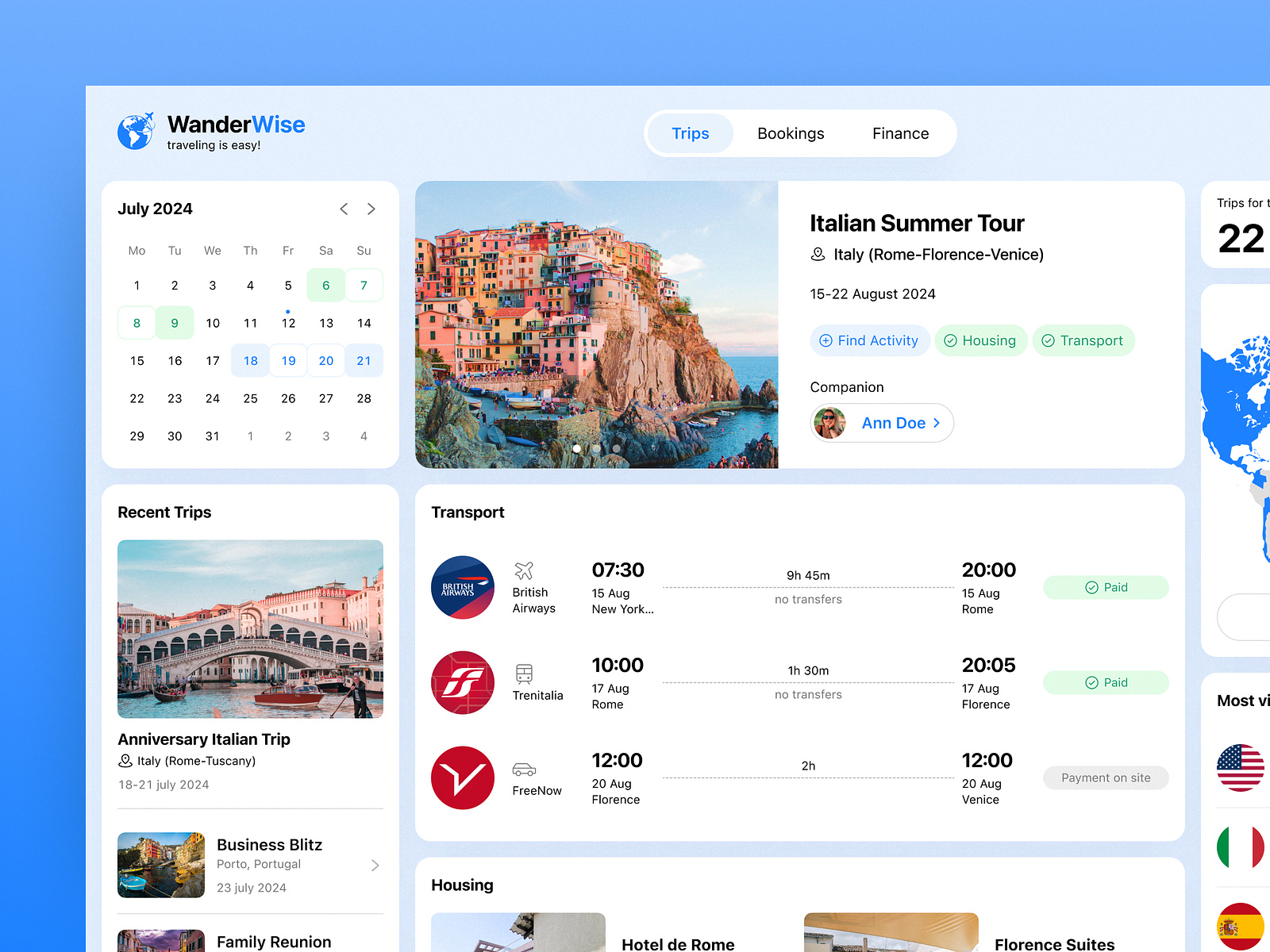 WanderWise — SaaS Dashboard by Elijah Miatla on Dribbble