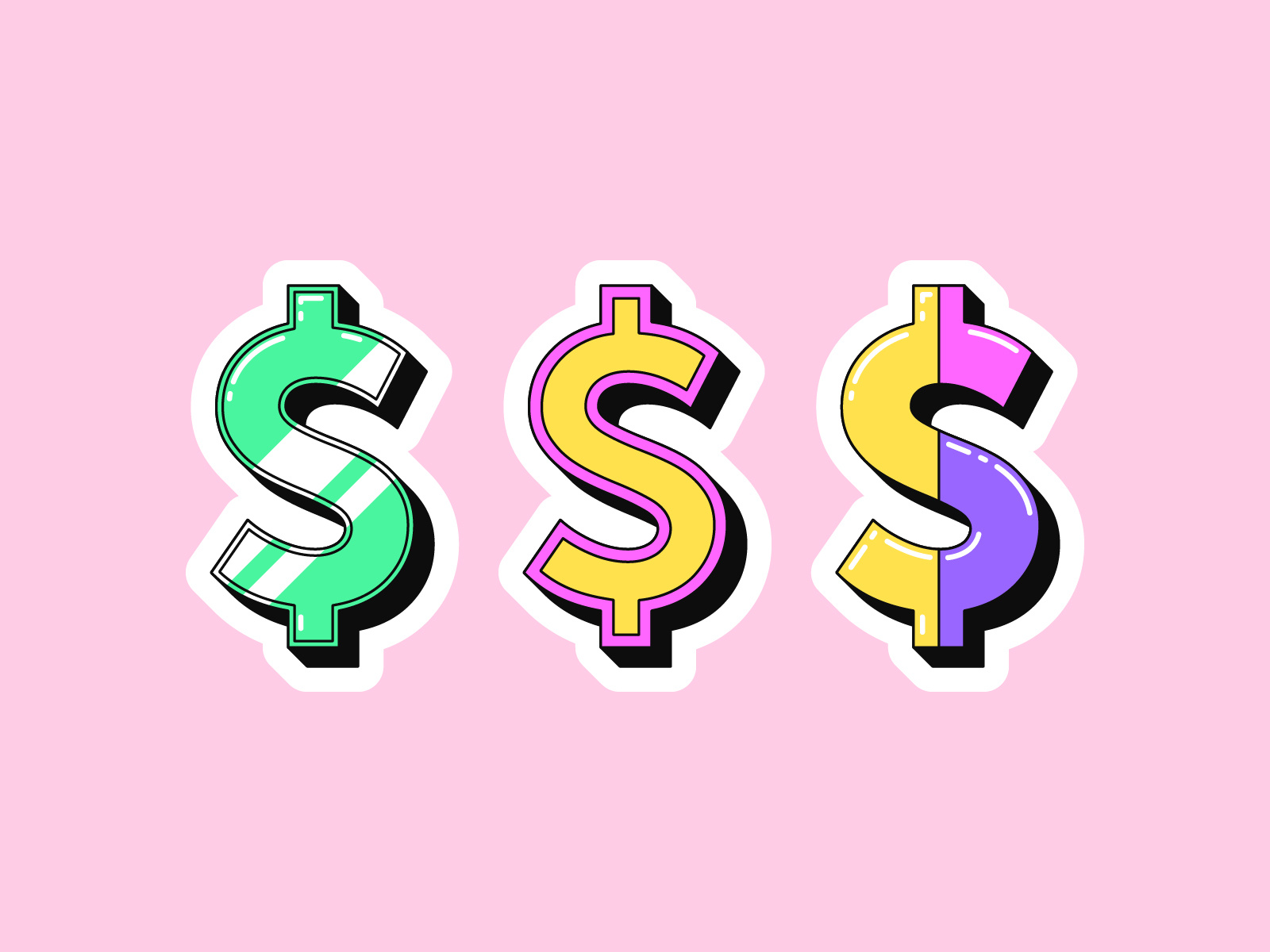 Dollar stickers by Dmitry Mayer on Dribbble