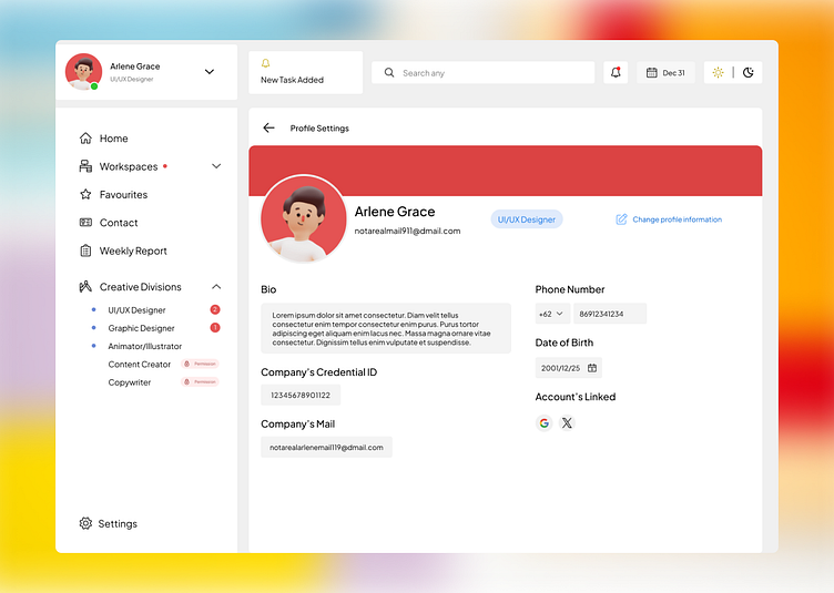 User profile - UI Design by Muhammad Azka Tanzila on Dribbble