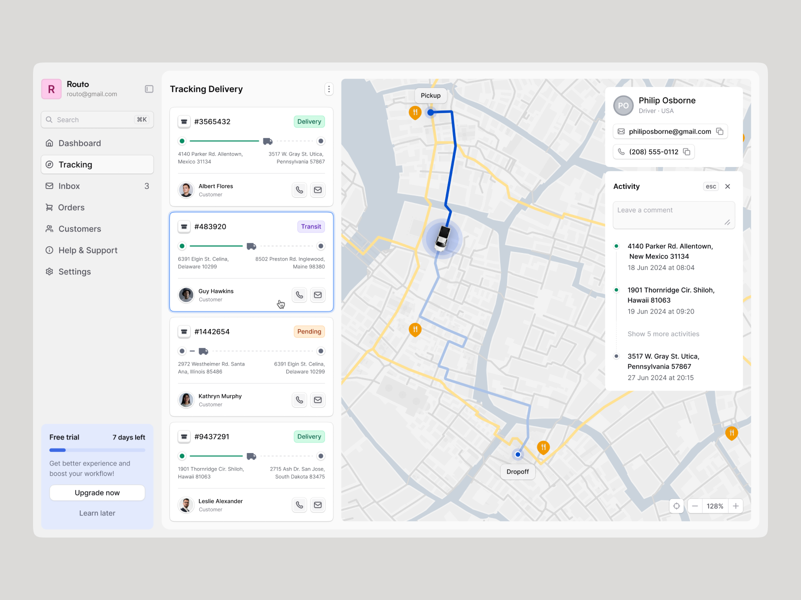 Effortless Web Dashboard for Real-Time Delivery Tracking by Olha Malova for Glow - UI/UX Design ...
