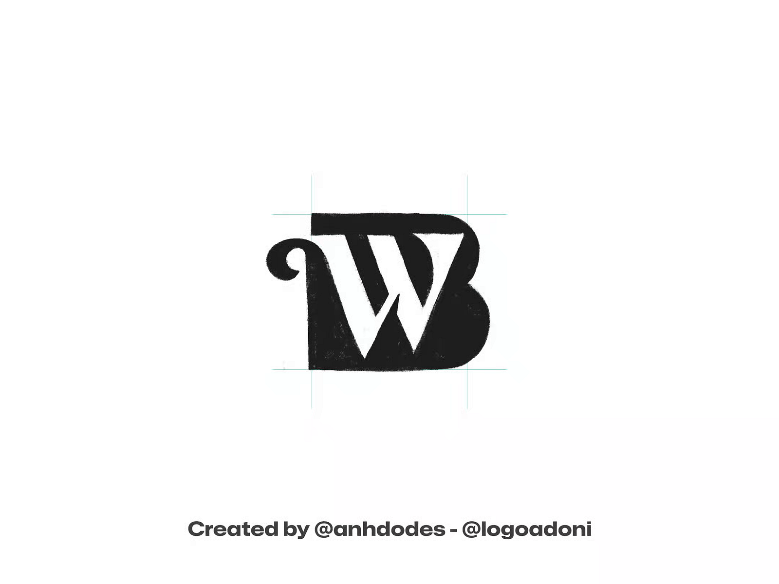 Modern WB BW monogram typography ready-made logo for sale by Anh Do ...