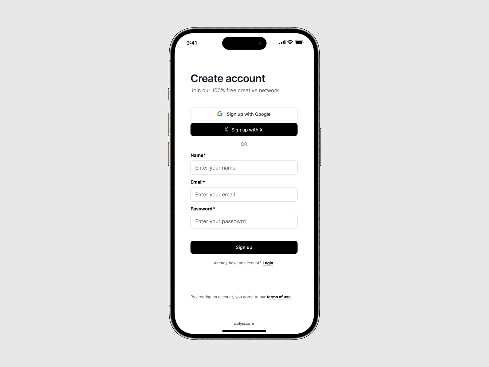 Signup page mobile by Kerson Veloso on Dribbble