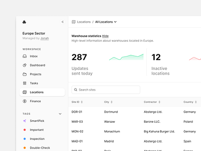 Locations - Database UI by Dominik Strykowski on Dribbble