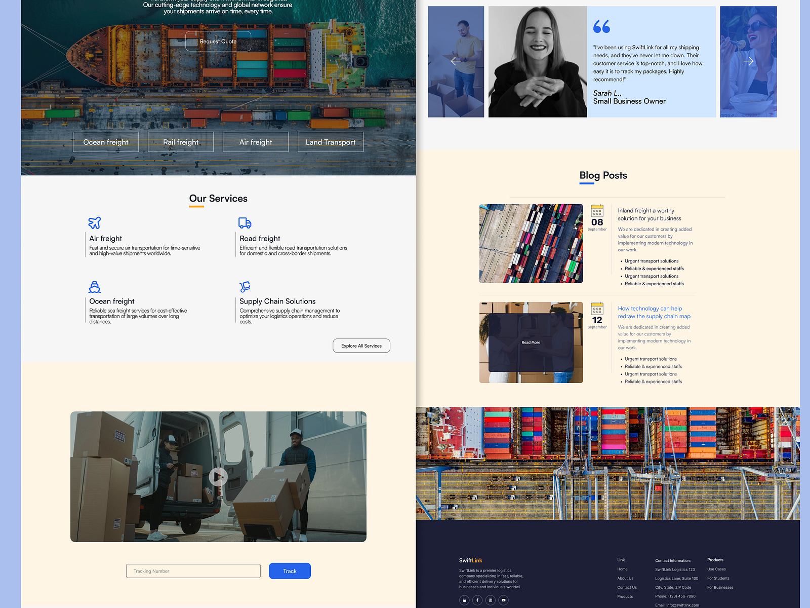SwiftLink Logistics Landing Page by David Kpalobi on Dribbble