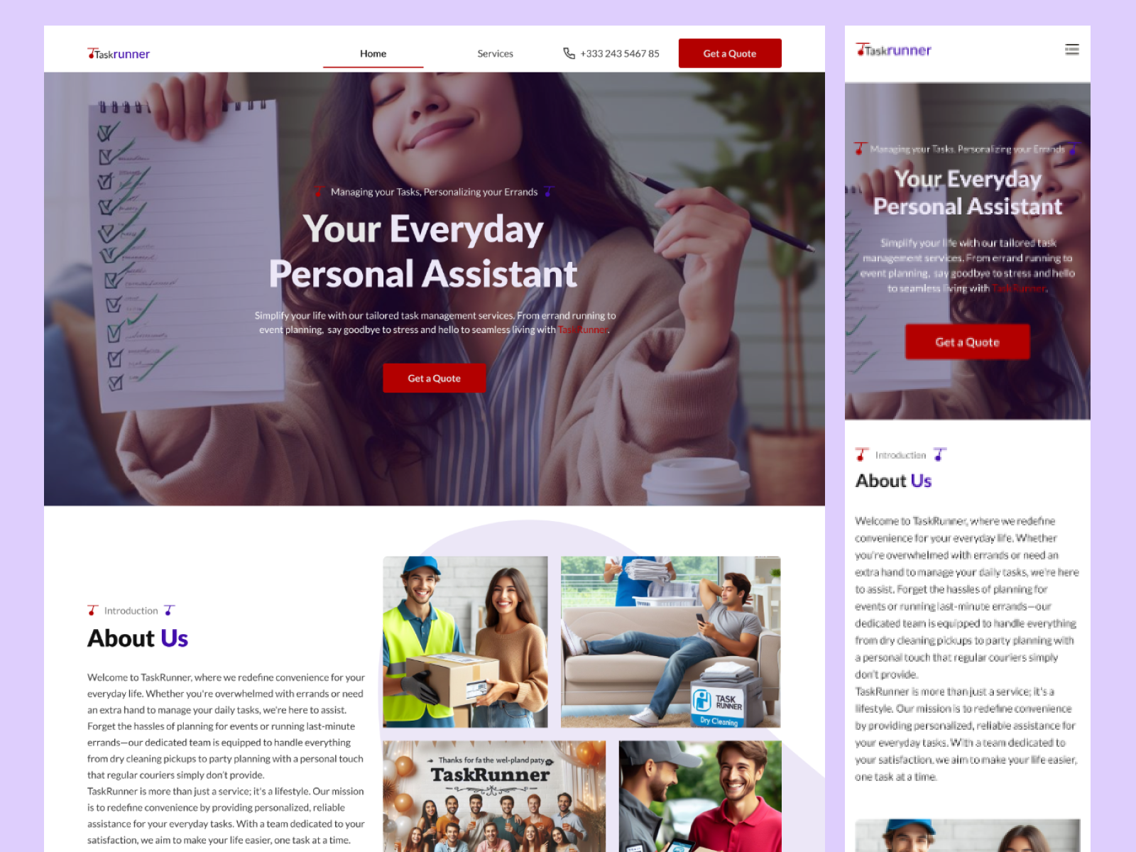Taskrunner website by Rasheedat Usman on Dribbble