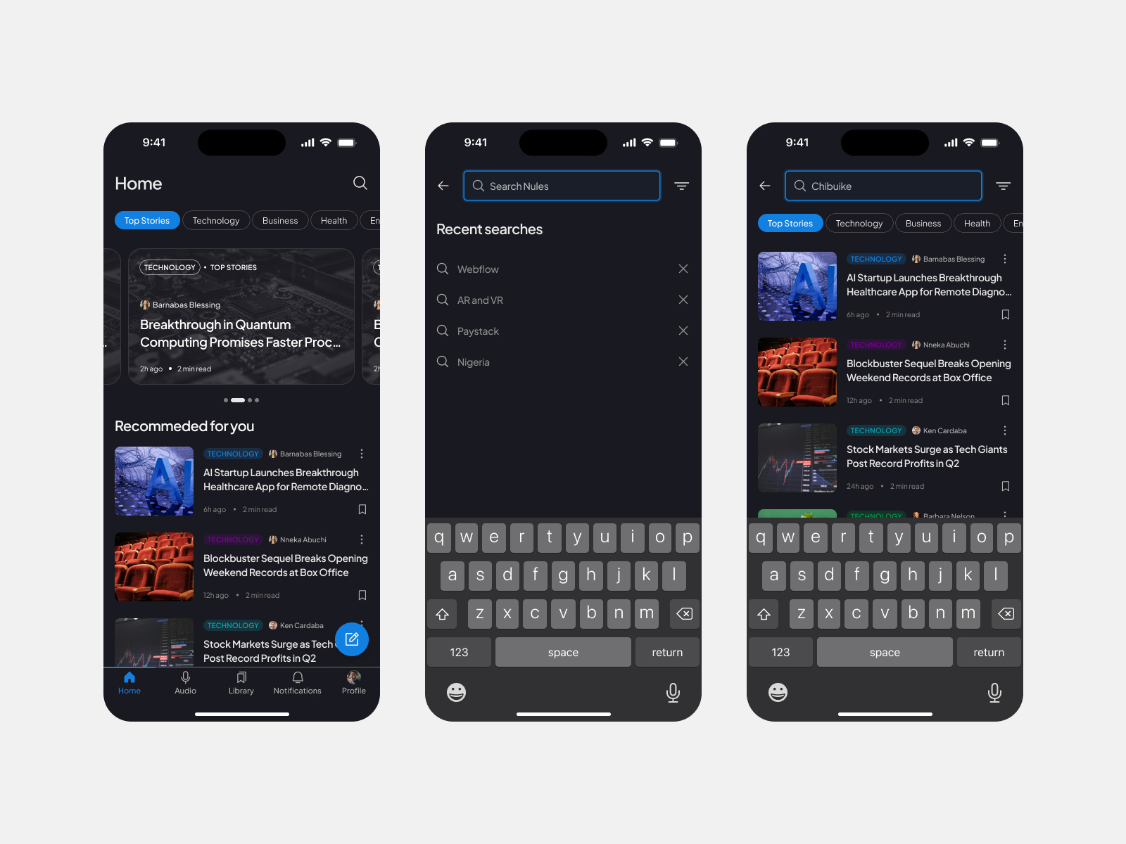 News App Dark mode by Chibuike Maduabuchi on Dribbble
