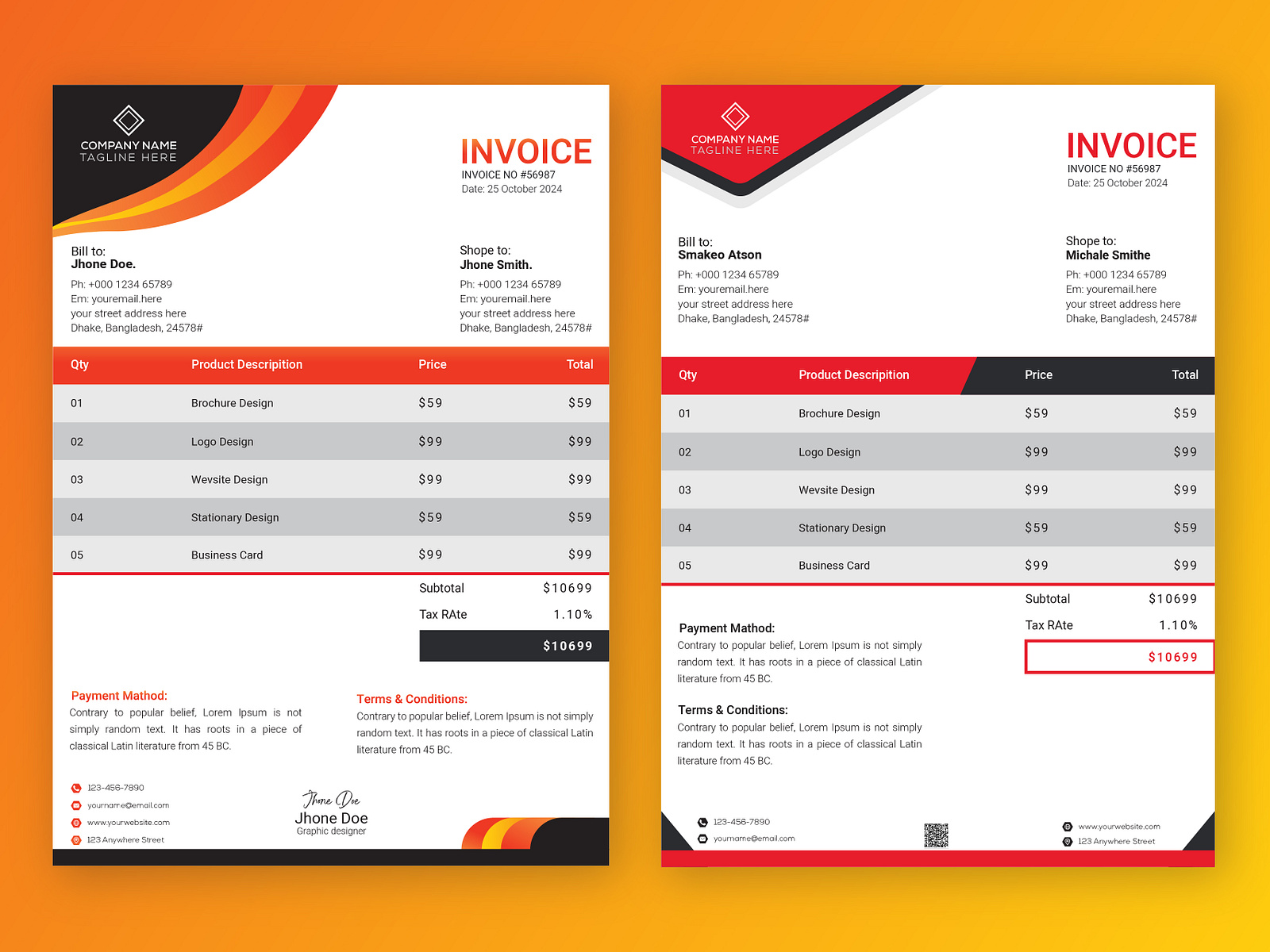 Invoice design by Golam Rabbani on Dribbble