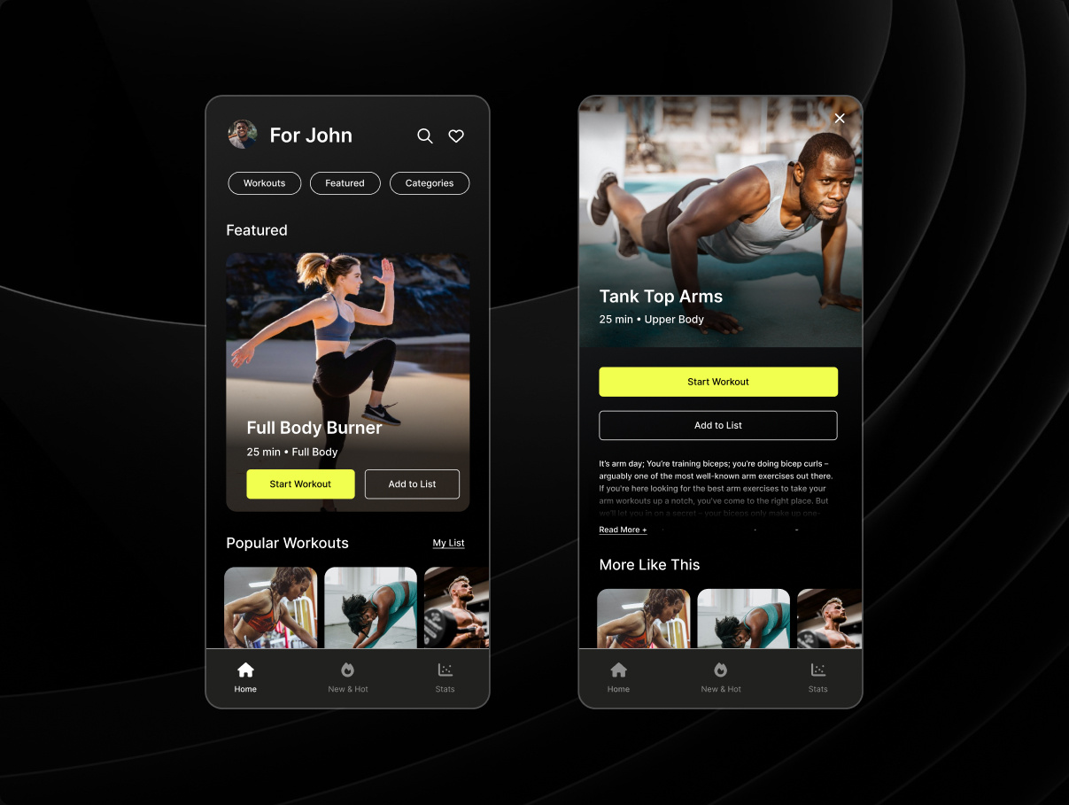 Workout App Design by Chris Kuhn on Dribbble
