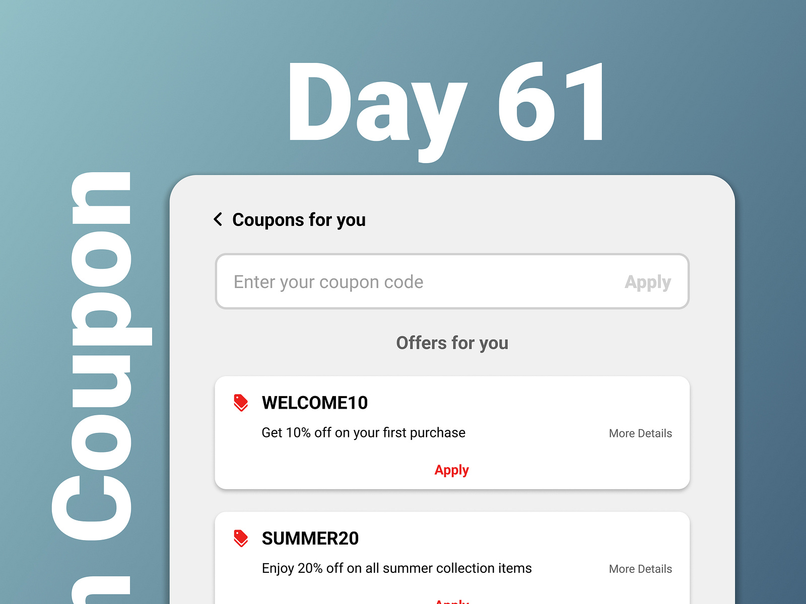 Day #061 Prompt: Redeem Coupon #DailyUI #Figma #UIdesign by Abhijeet ...
