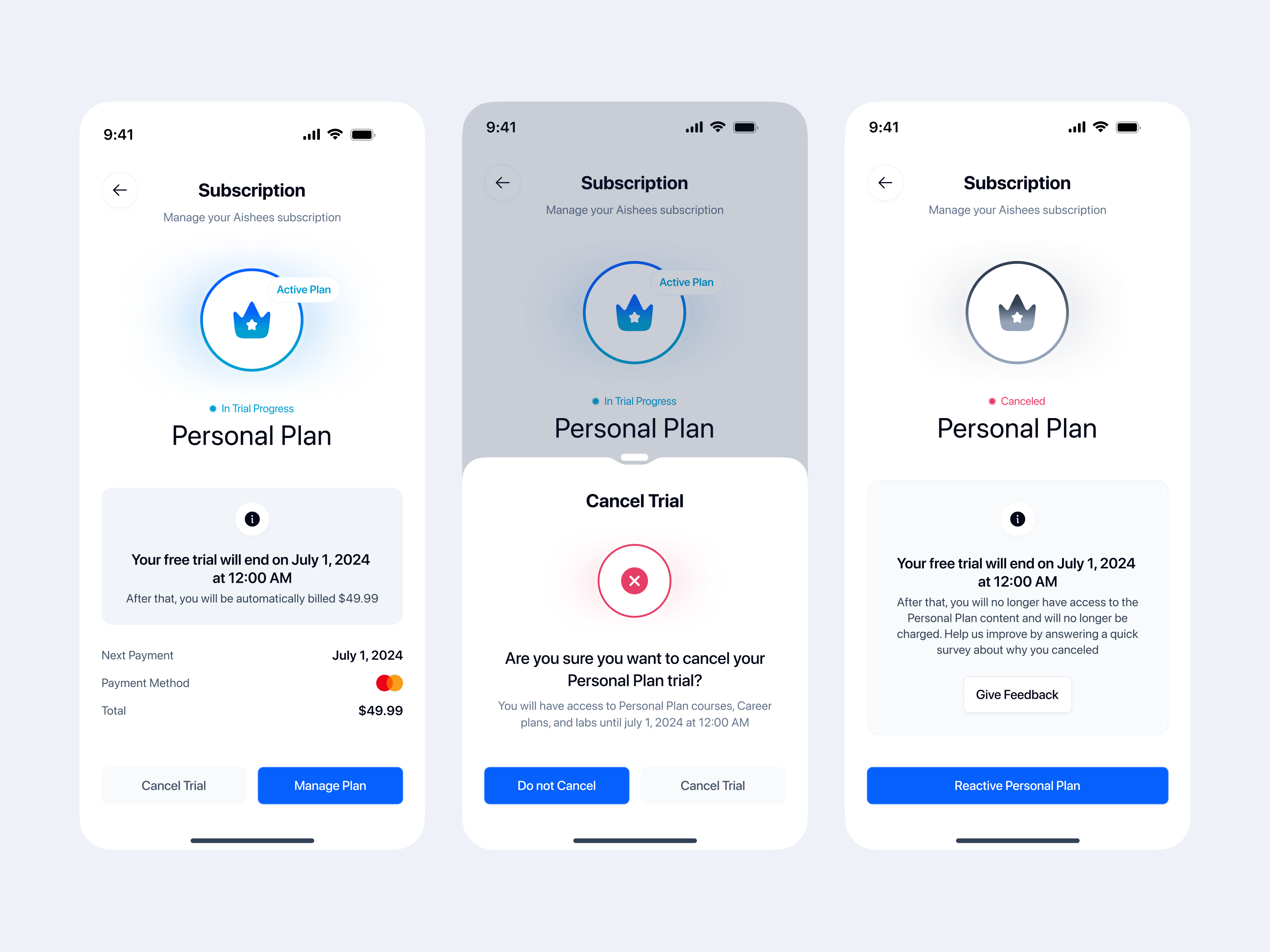 Simplified Trial Cancellation Interface Experience by Fariz Al 👋 on ...