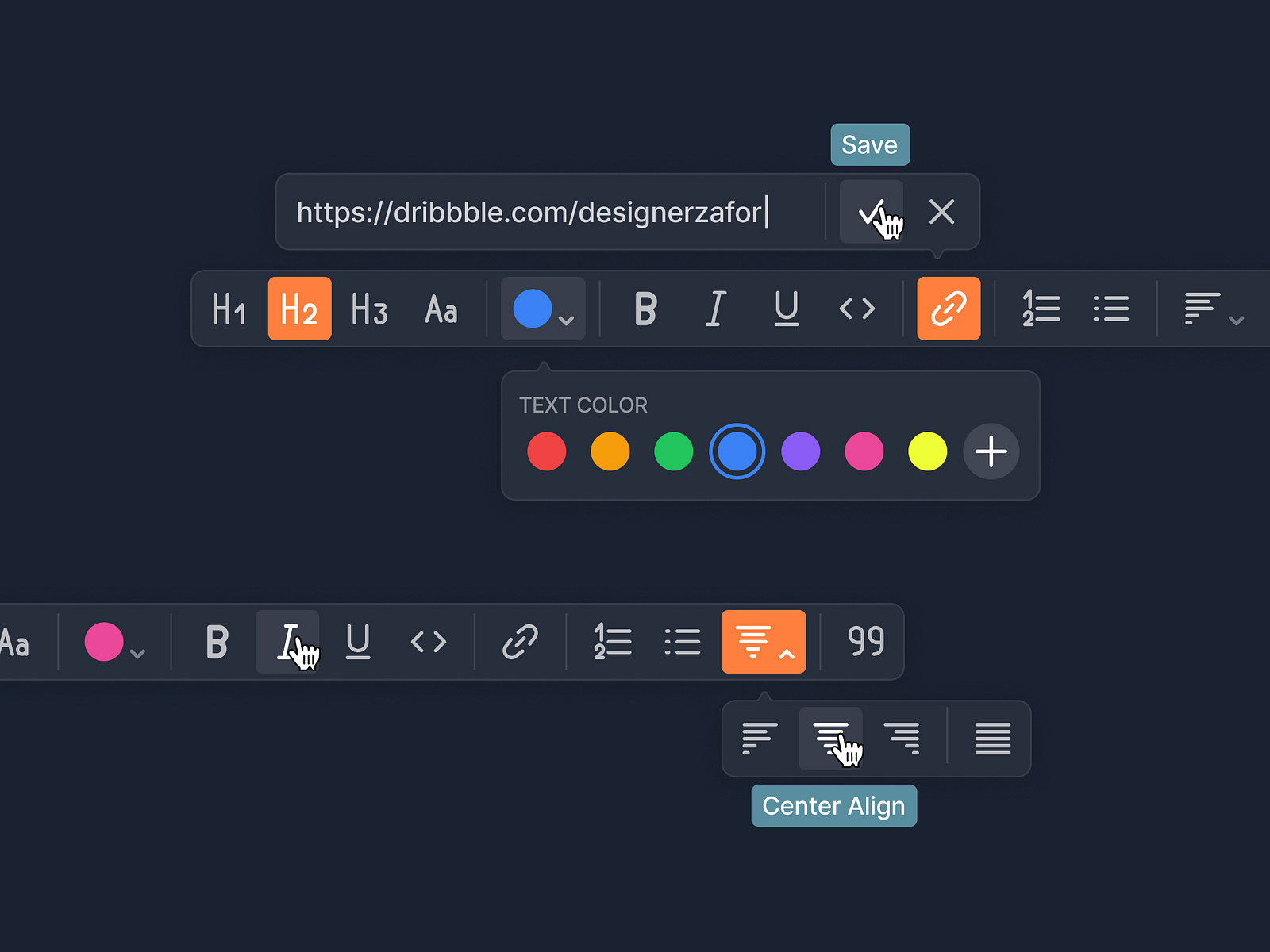 Text Editor UI Component by Zafor Iqbal on Dribbble