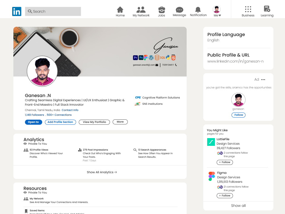 LinkedIn Profile Design - Figma Creation by Ganesan N on Dribbble