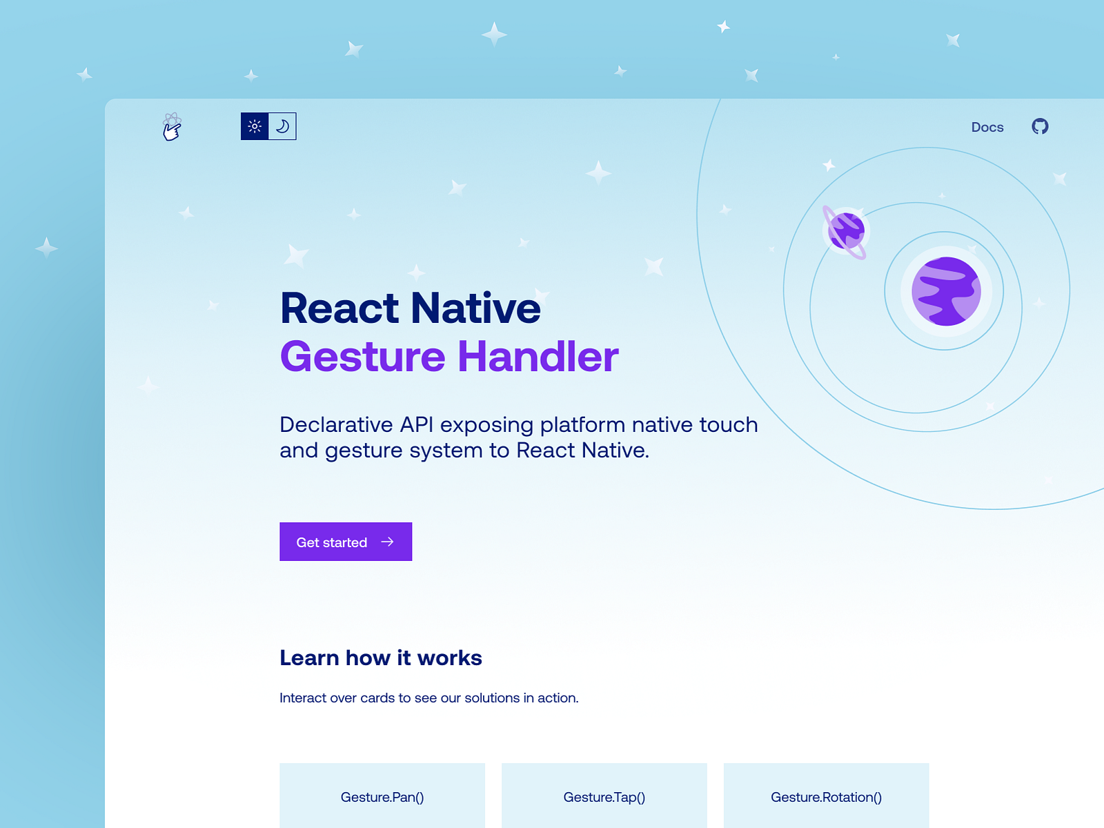 React Native Gesture Handler - landing page by Angelika Gad for Software Mansion on Dribbble