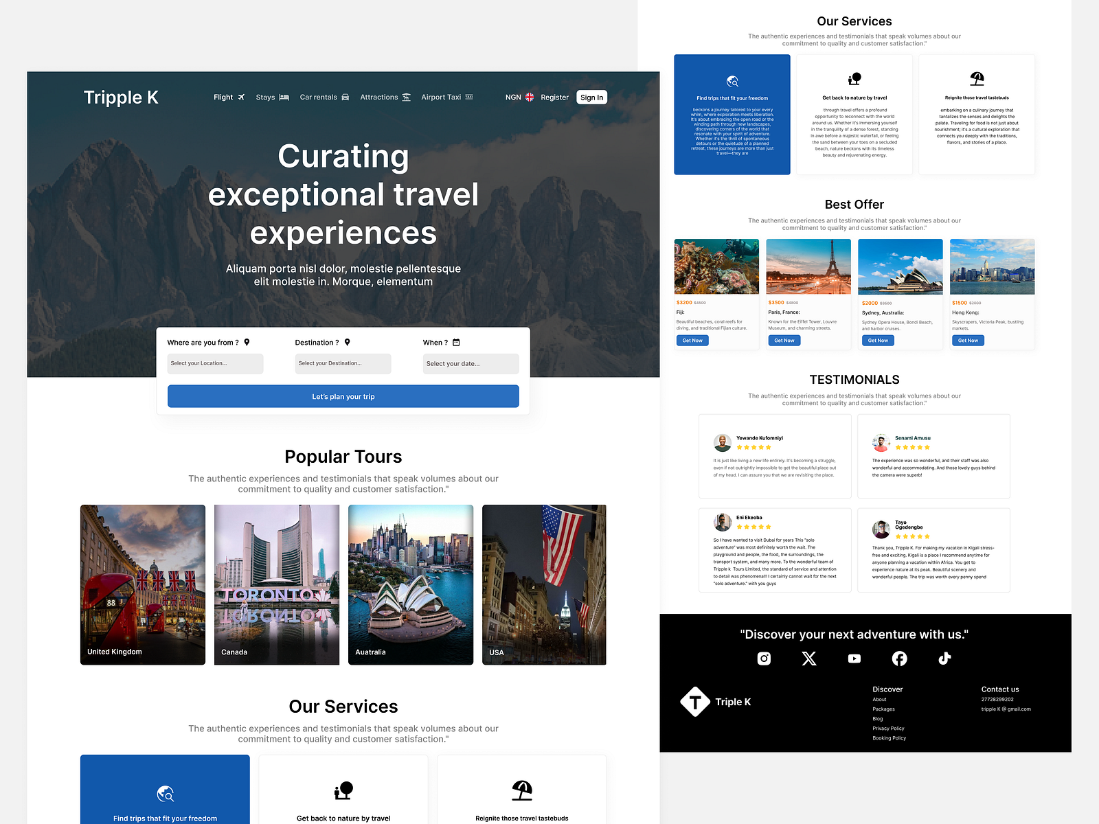 Tripple K Full Landing page by Akin Yemi on Dribbble