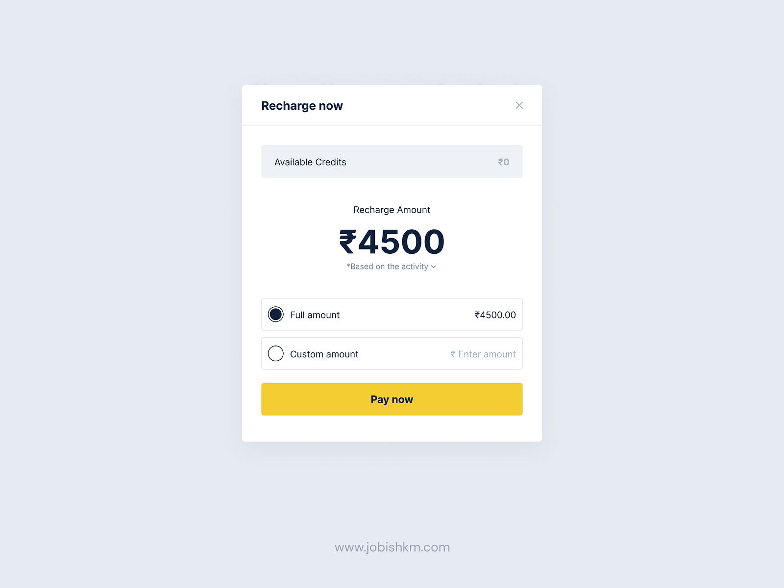 Recharge your account by Jobish KM on Dribbble