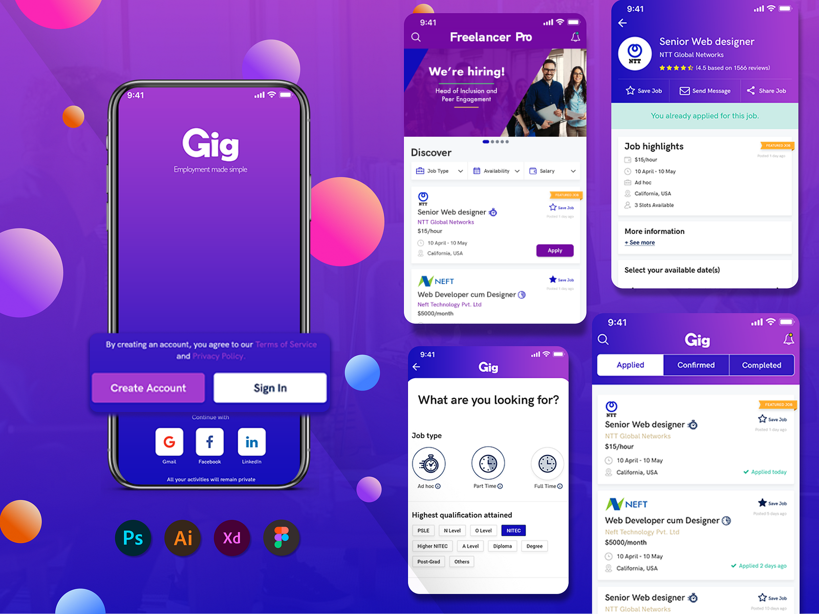 Gig Job Finder App by Mahesh on Dribbble