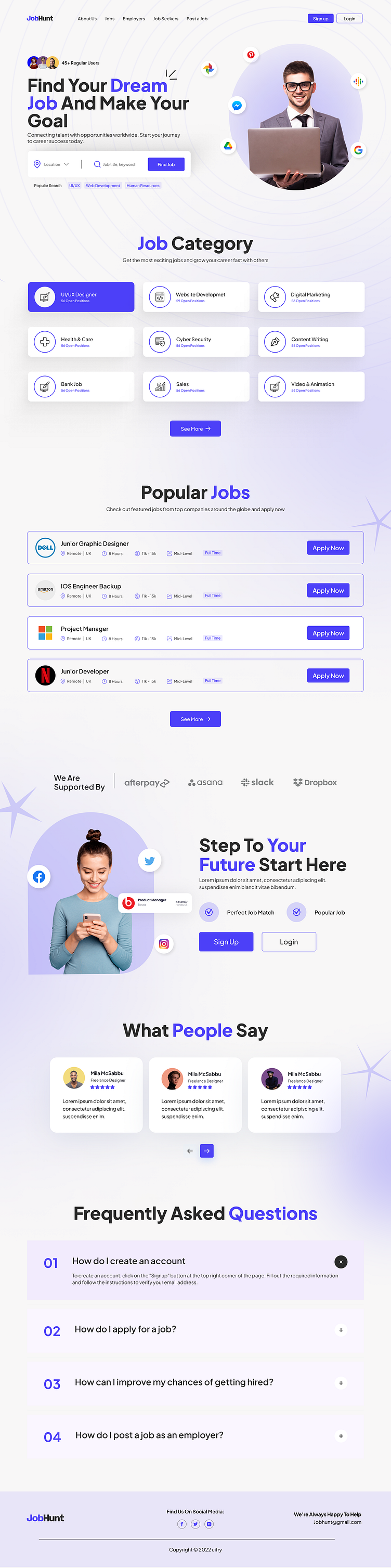 Job Portal Landing Page Design by Usama on Dribbble