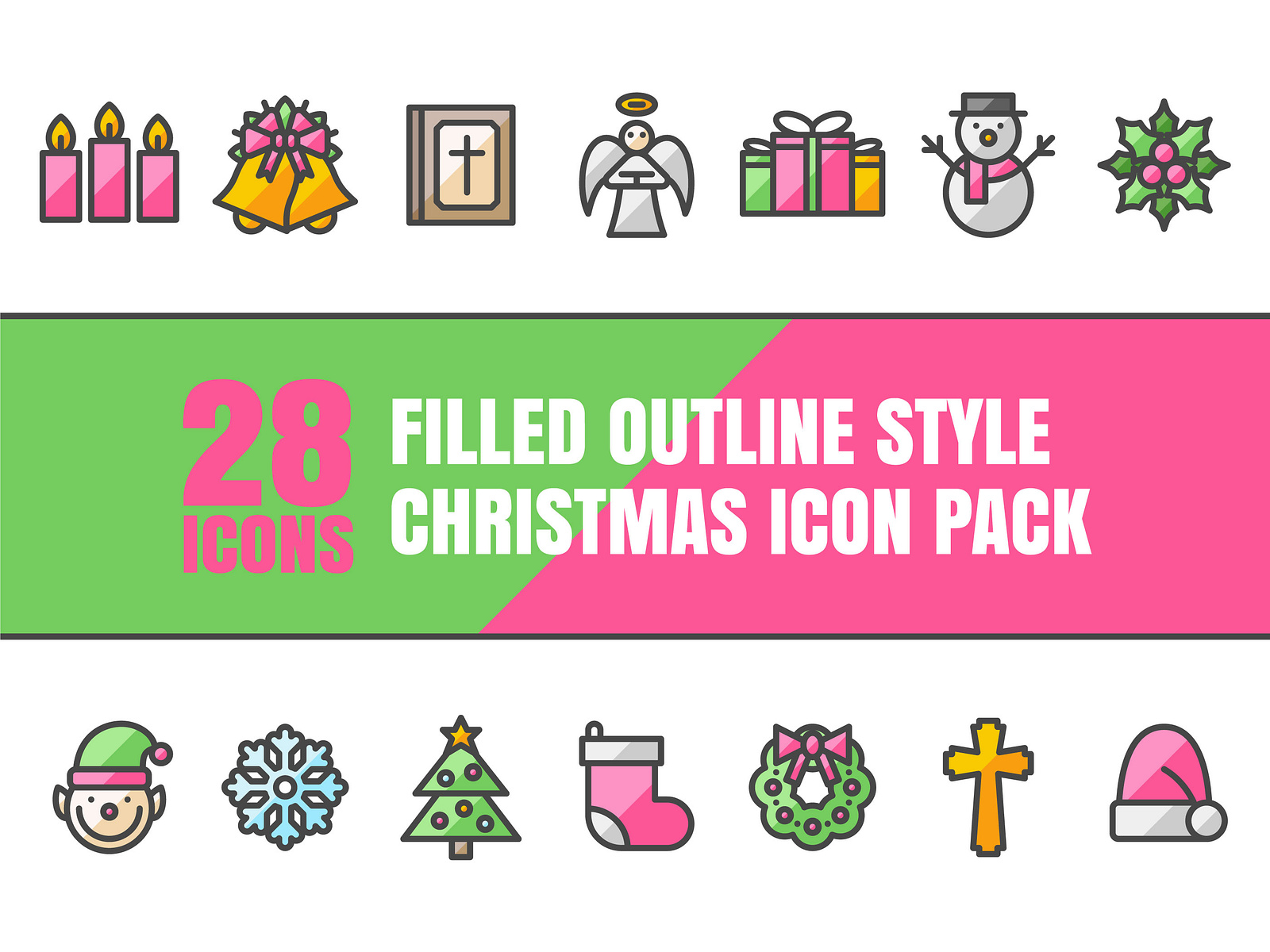 Merry Christmas Icon Pack in Filled Outline Style by AbtoCreative on ...