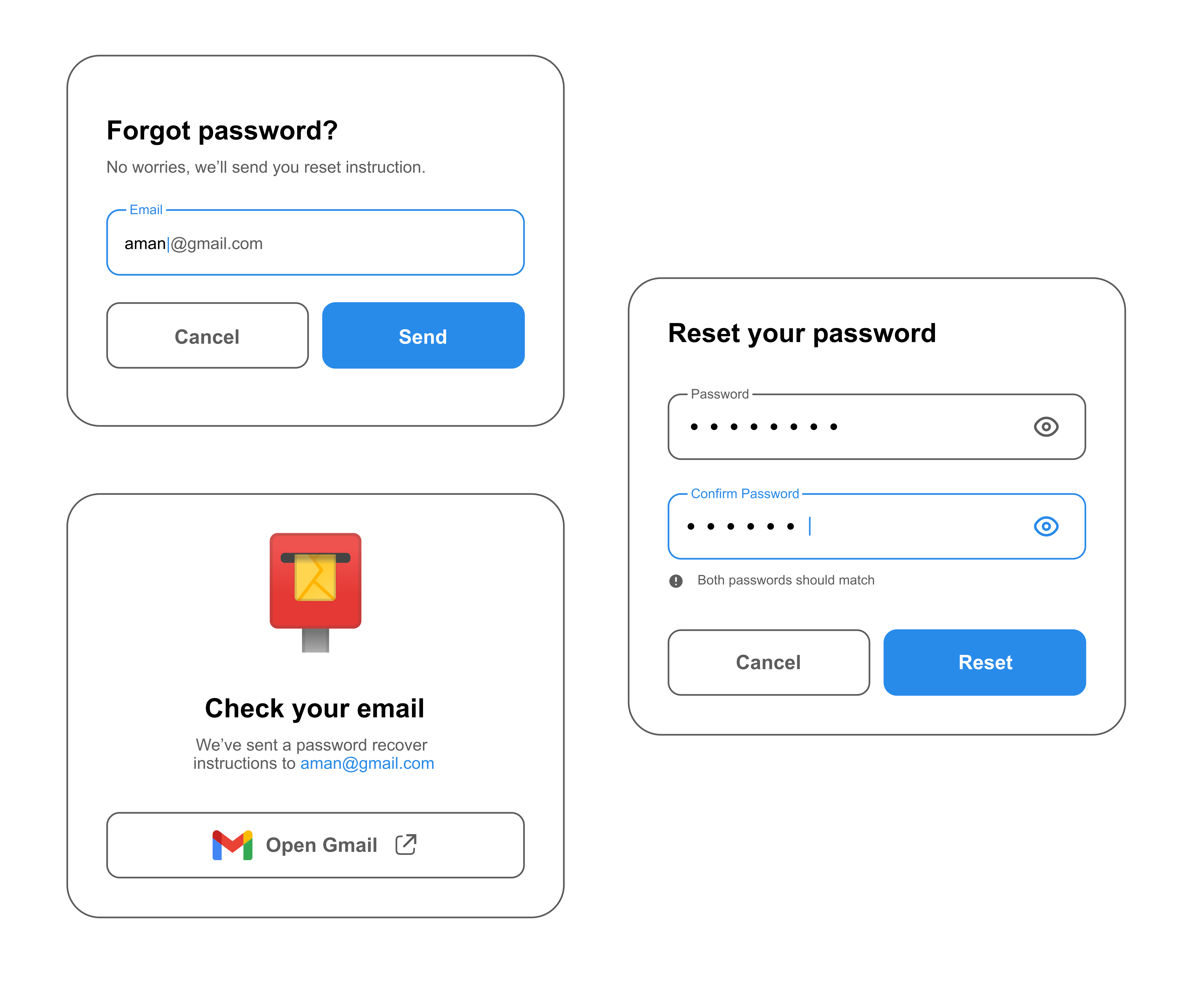 Reset/Forgot Password UI Flow by Aman Ansari on Dribbble
