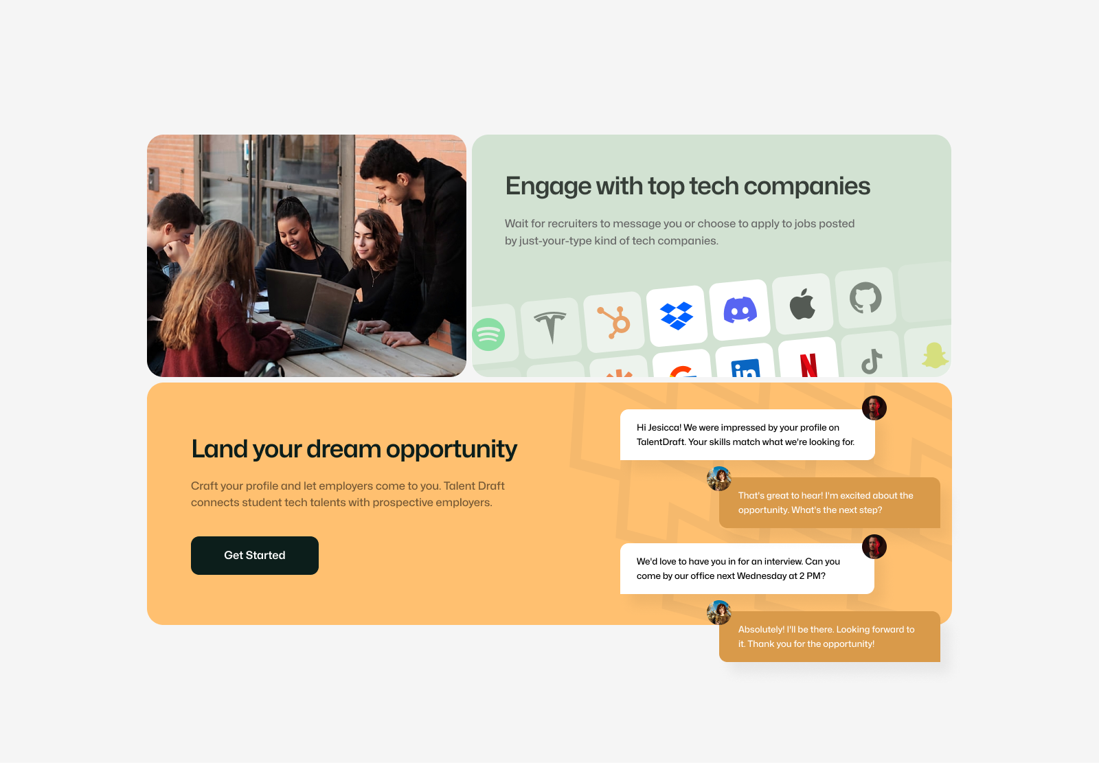 Talent recruitment website section by Samson Tobi on Dribbble