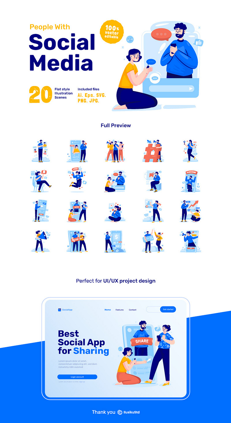 Social Media Illustrations by Ilusiku Studio on Dribbble