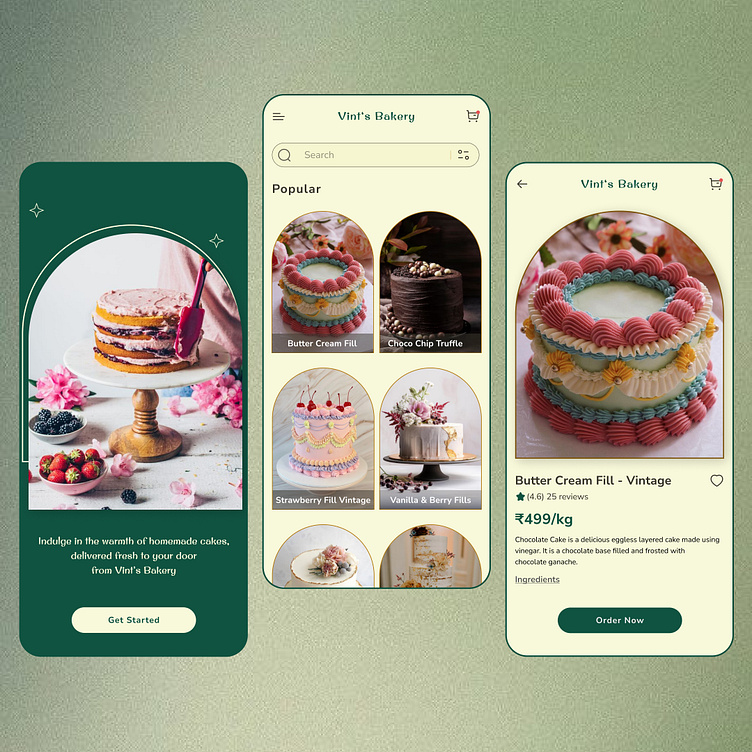 Cake Shop UI Design - Mobile App by Varsha Ravisankar on Dribbble