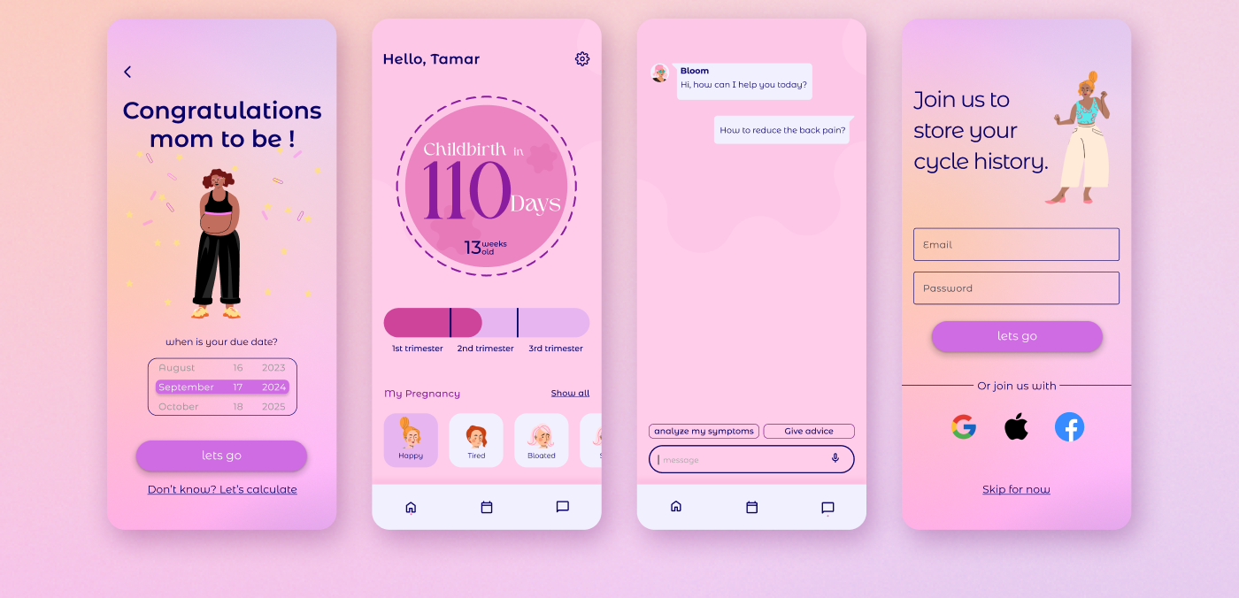 Period Tracker App ( UI/ UX project) by Tamar Buighlishvili on Dribbble