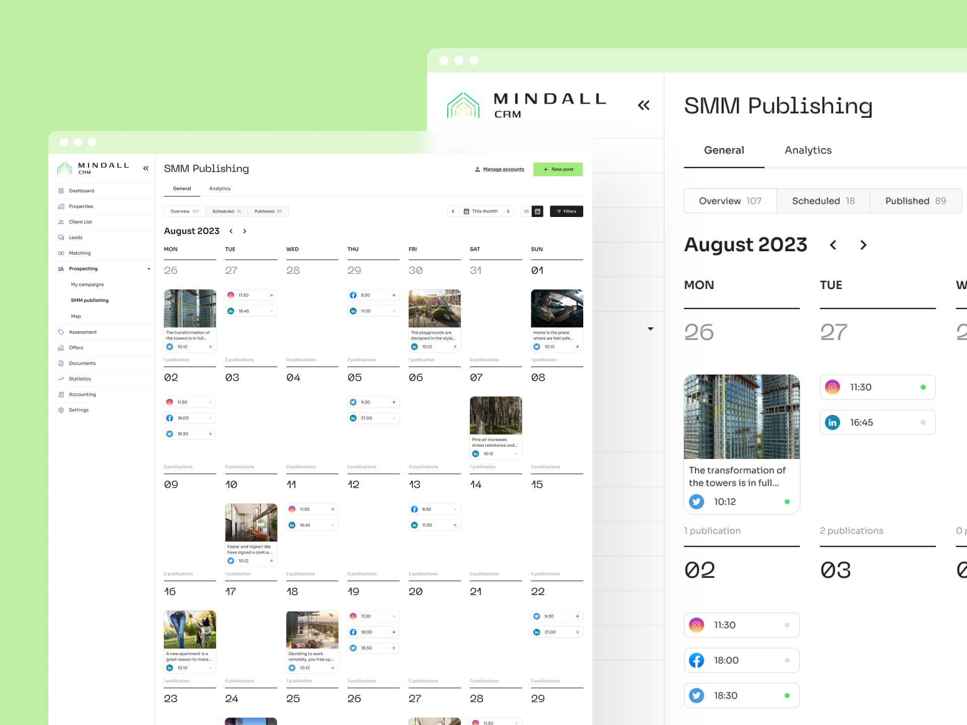 SMM Publishing | Mindall CRM by Uliana Shalaeva on Dribbble