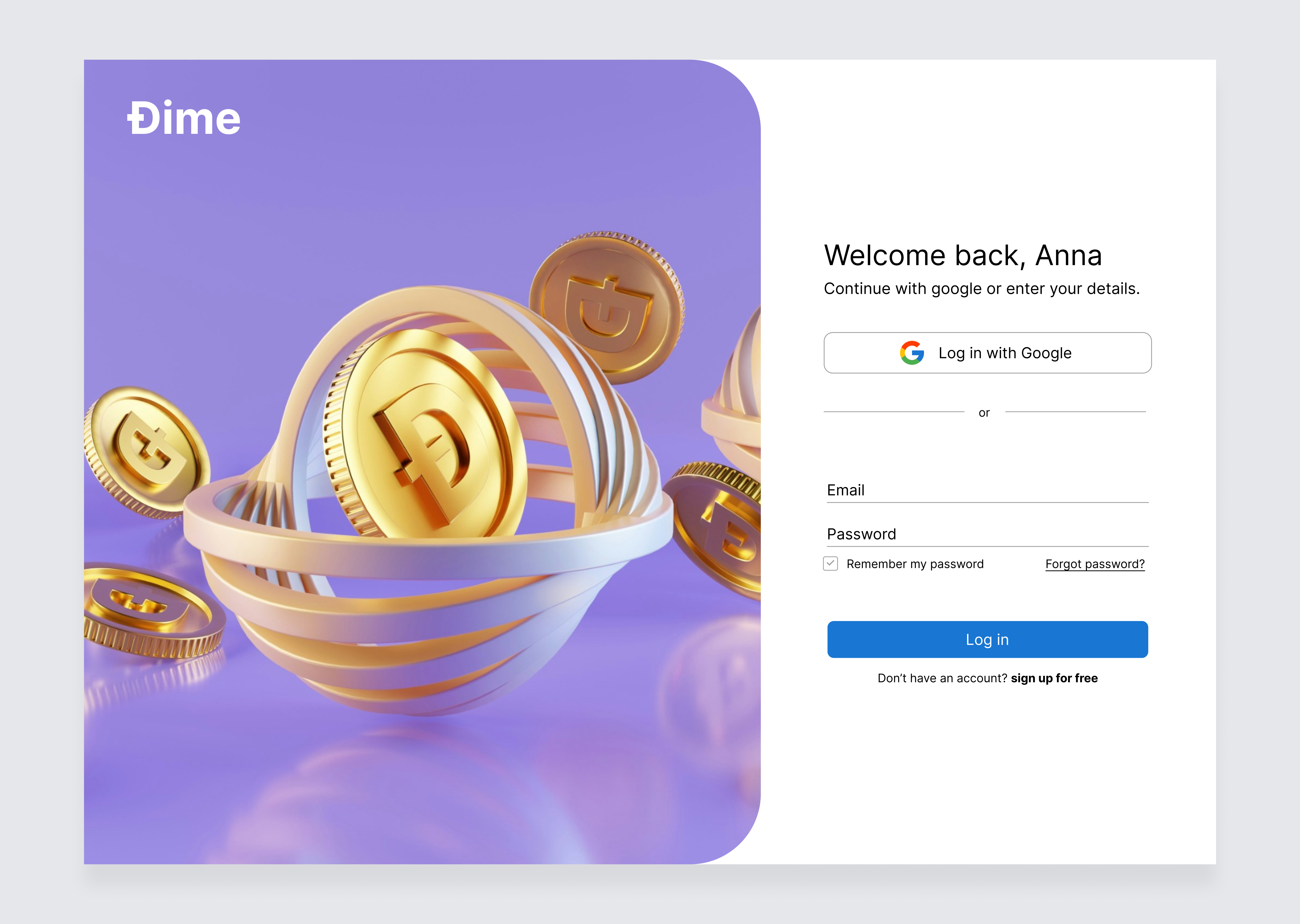 Crypto Login Screen by Dot on Dribbble